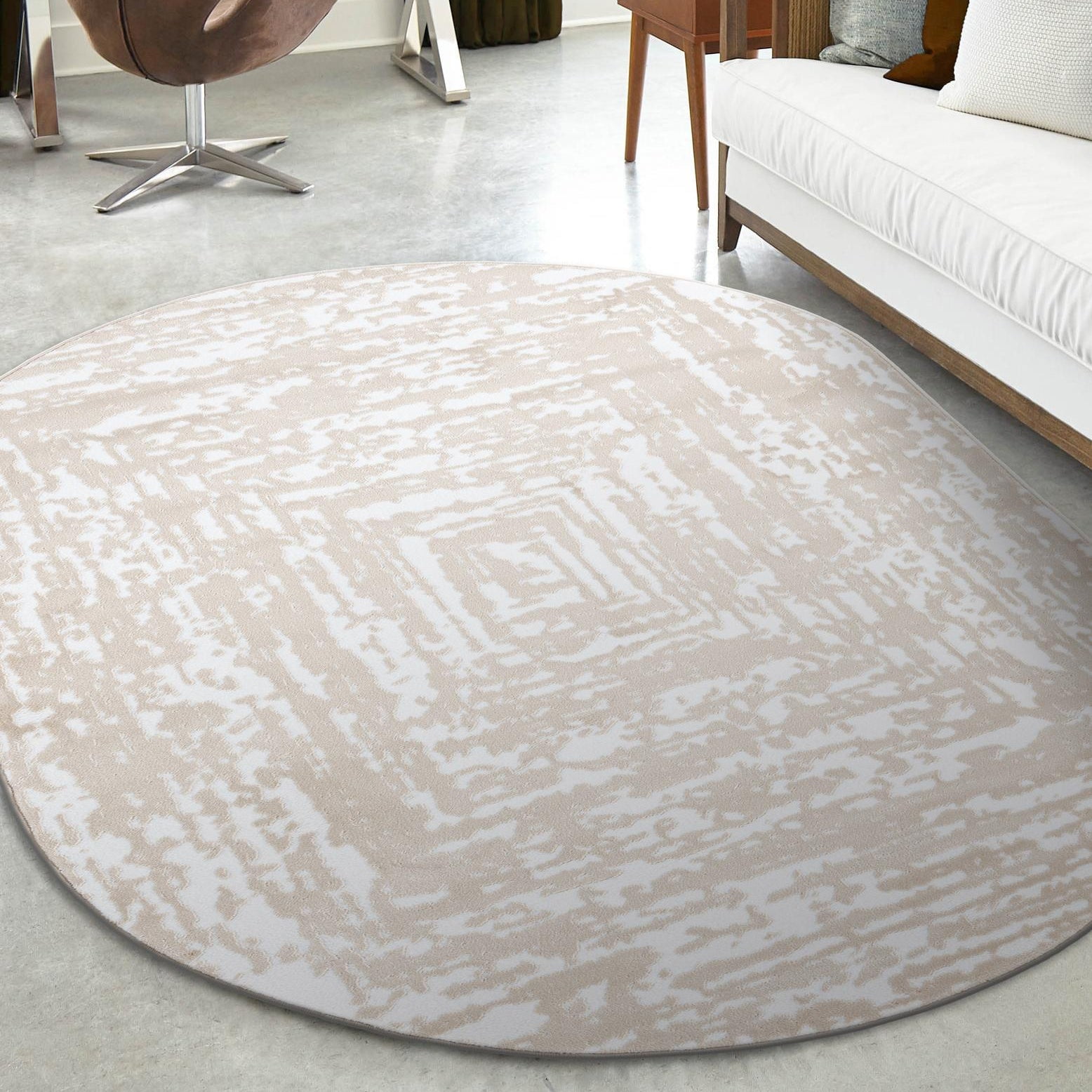 Unique Loom Hermitage Collection Area Rug - Armor (7' x 10' Oval White ...