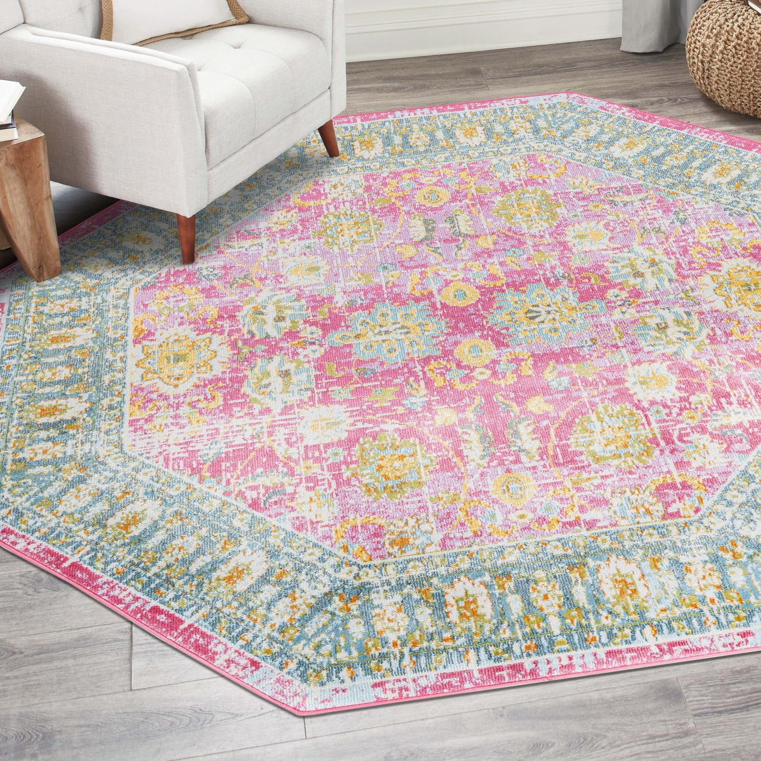 Unique Loom Paragon Collection Area Rug - Artemis (8' 2" Octagon Pink ...