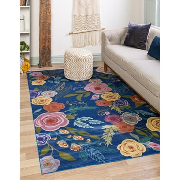Unique Loom Guell Estrella Rug Multi/Blue 5' 1" x 8' Rectangle Abstract ...