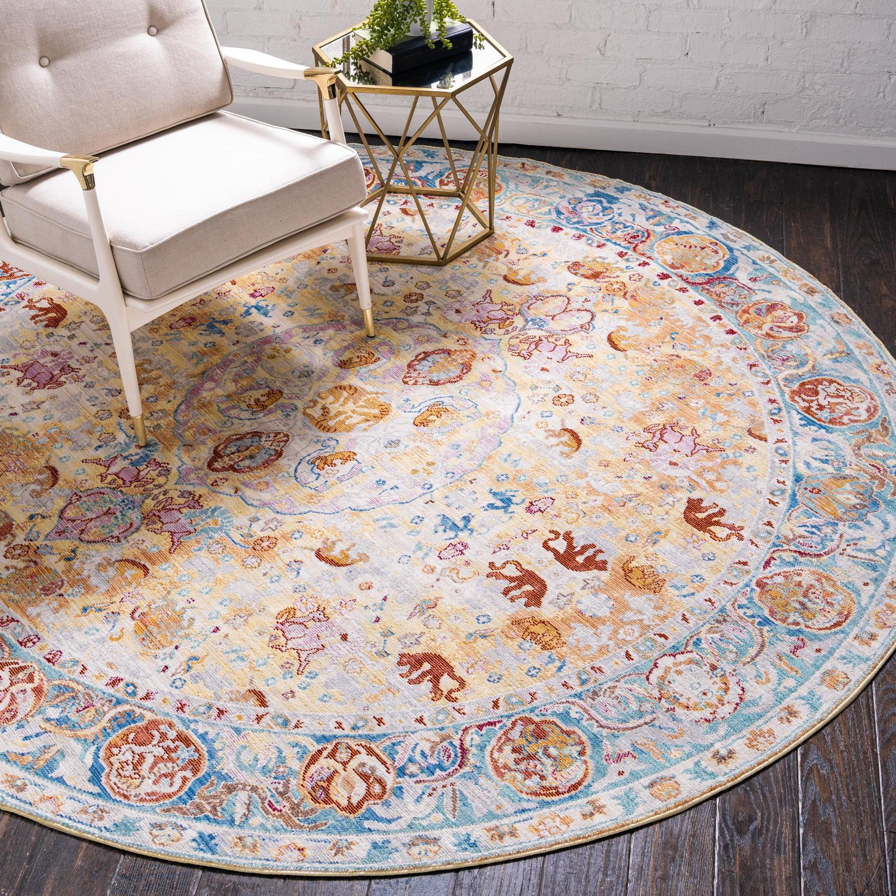 Unique Loom Austin Collection Area Rug - Fortissimo (8' Round Beige ...
