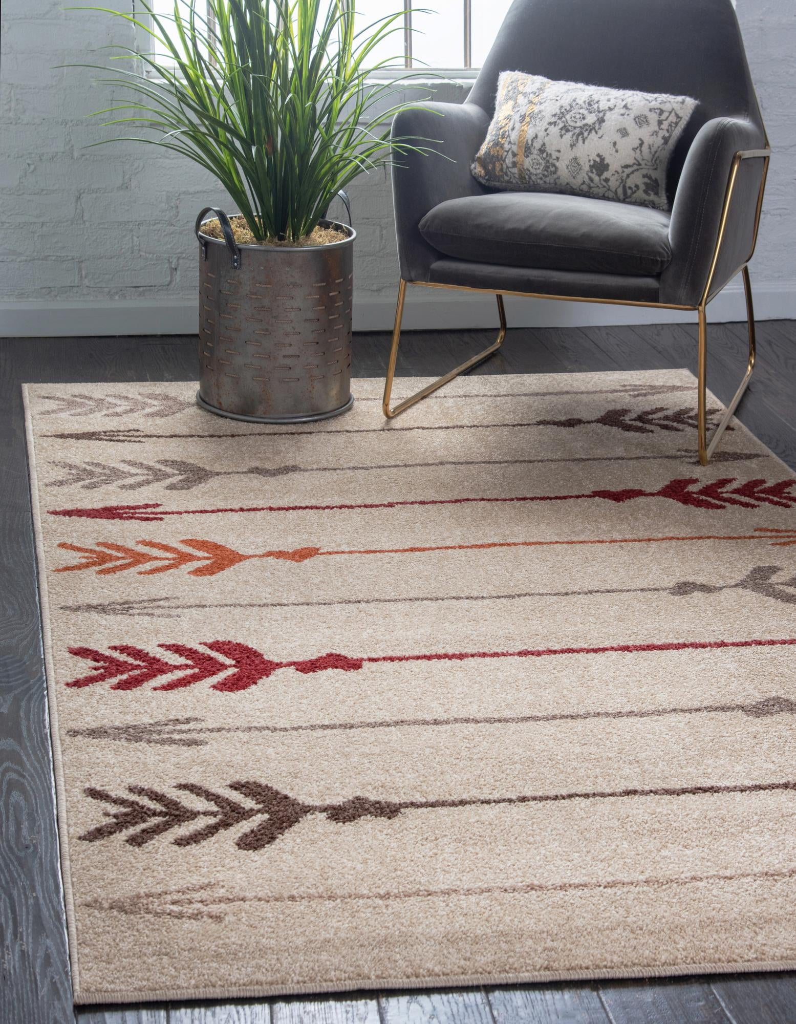 Unique Loom Autumn Collection Area Rug - Arrow (2' x 3' Rectangle Beige ...