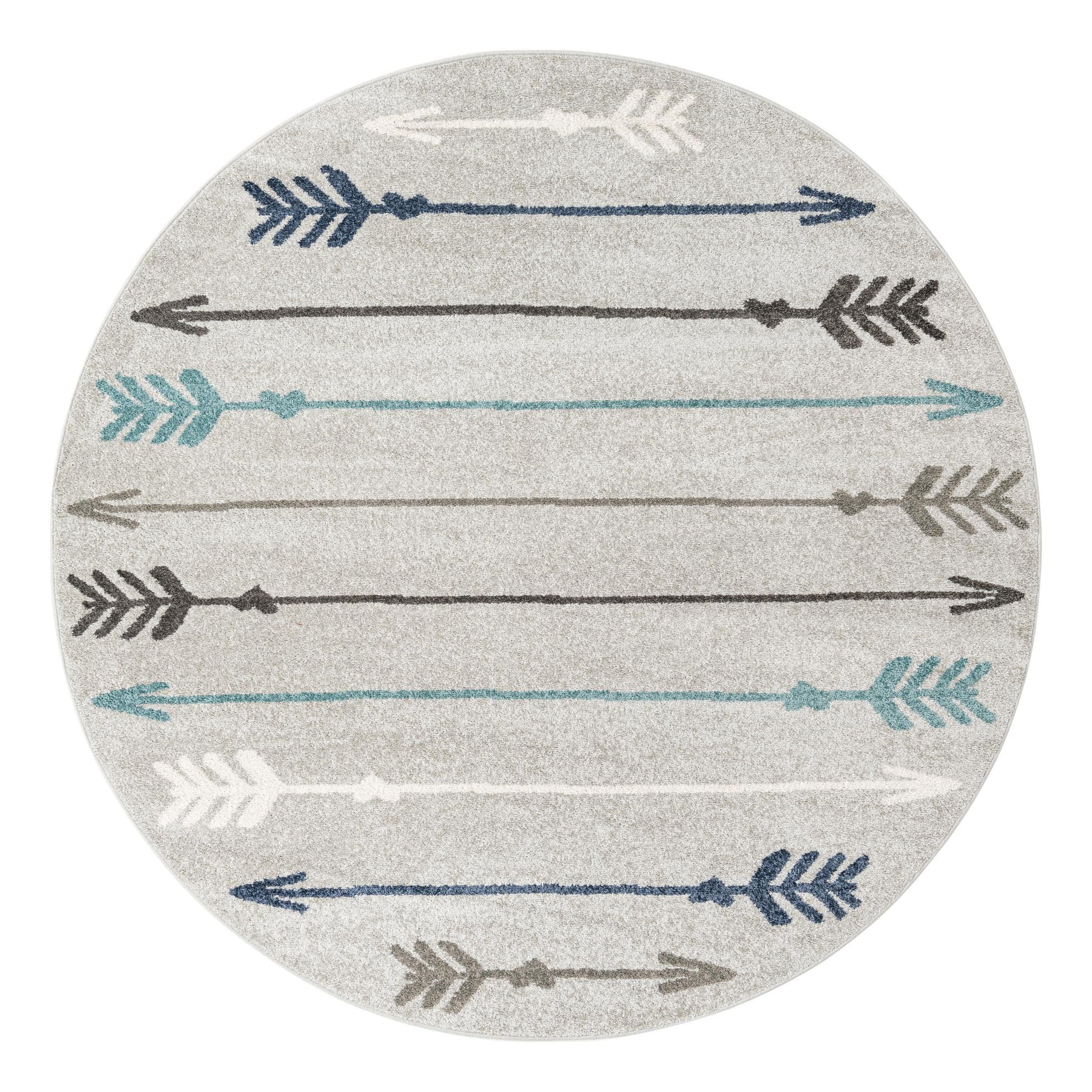 Unique Loom Autumn Collection Area Rug - Arrow (7' 10" Round Light Gray ...