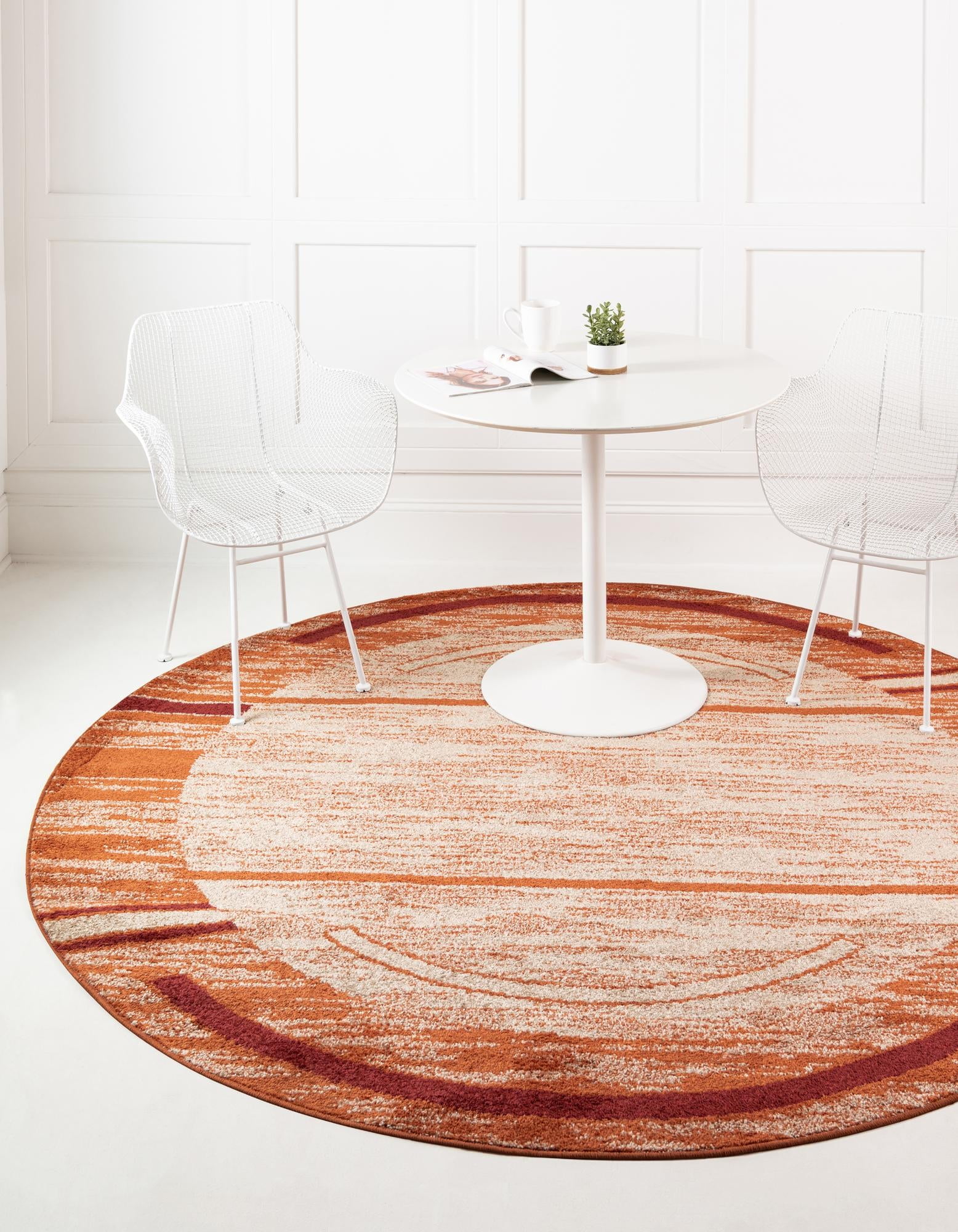 Unique Loom Autumn Collection Area Rug - Foilage (7' 10" Round Beige ...