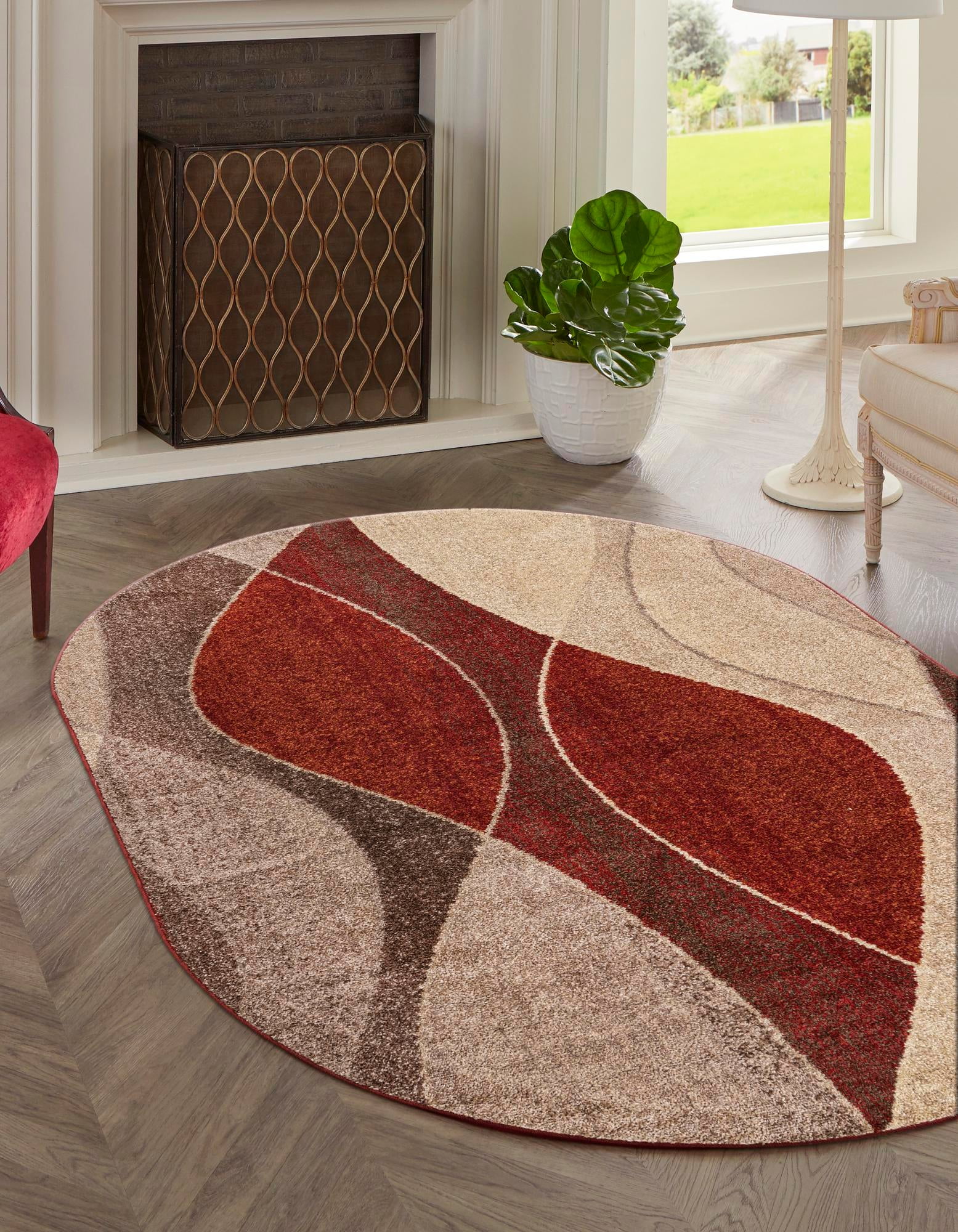 Unique Loom Autumn Collection Area Rug - Plantation (3' 3" x 5' 3" Oval ...