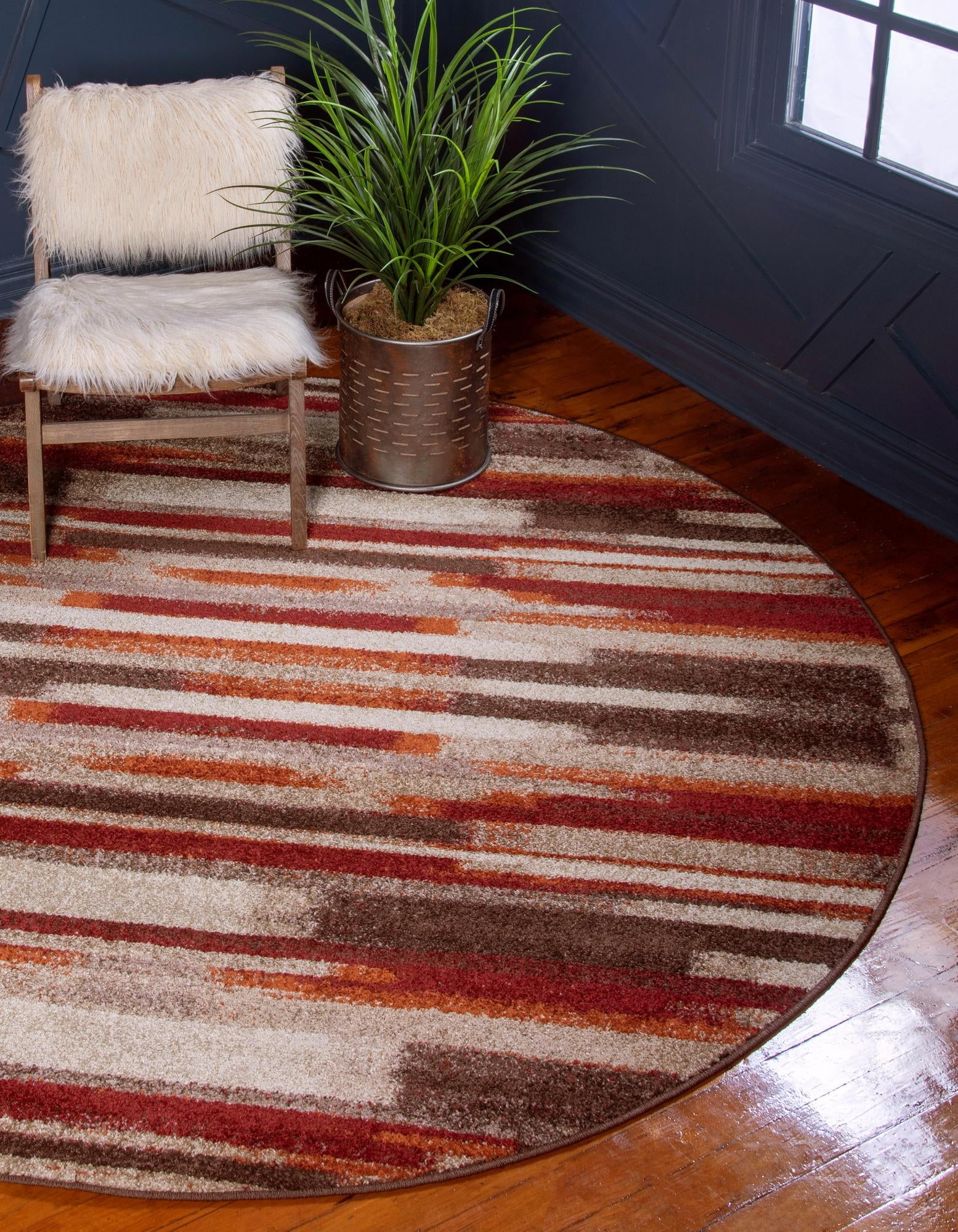 Unique Loom Autumn Collection Area Rug - Wheat (8' Round Multi/Beige ...