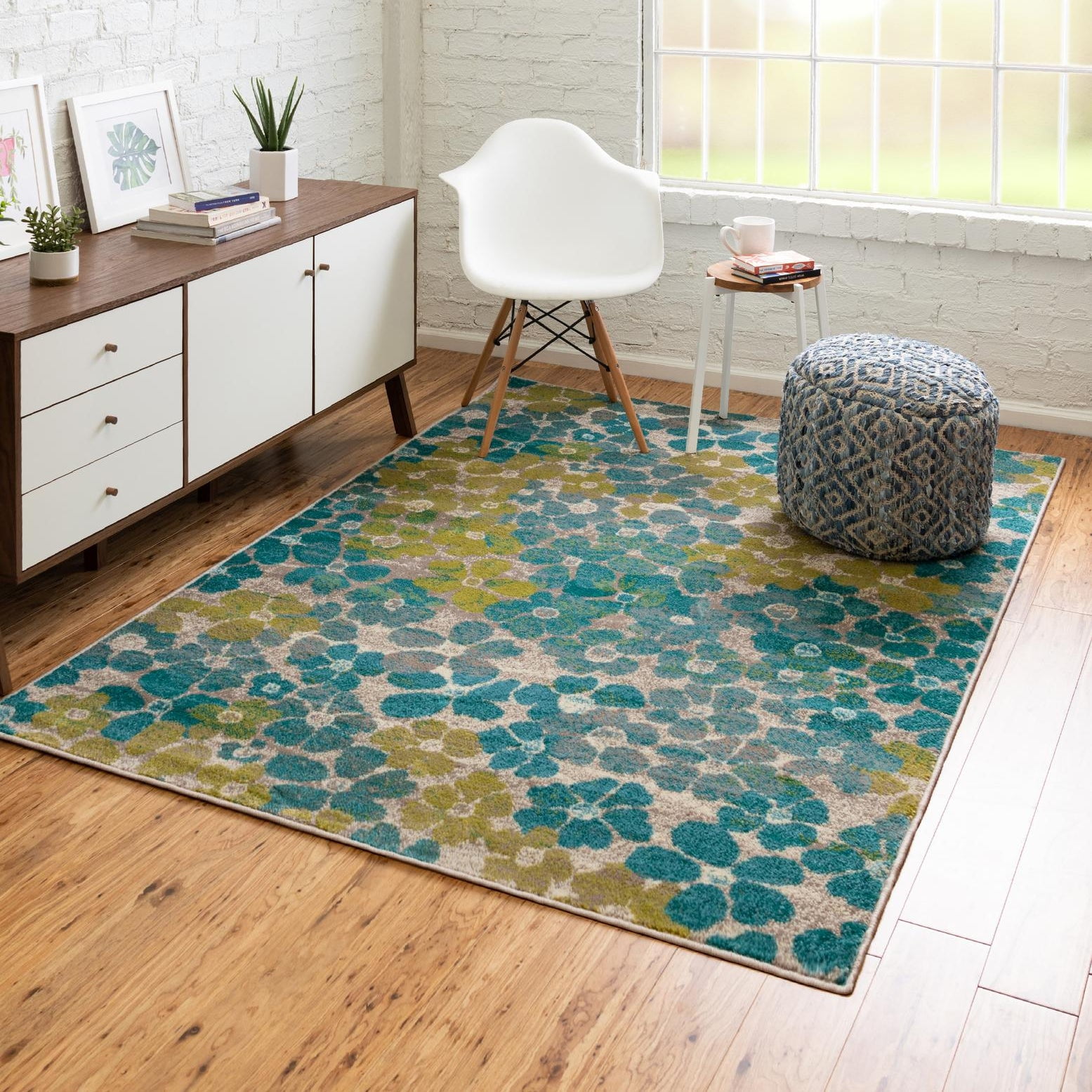 Unique Loom Azalea Collection Area Rug - Encore (4' x 6' Rectangle Blue ...