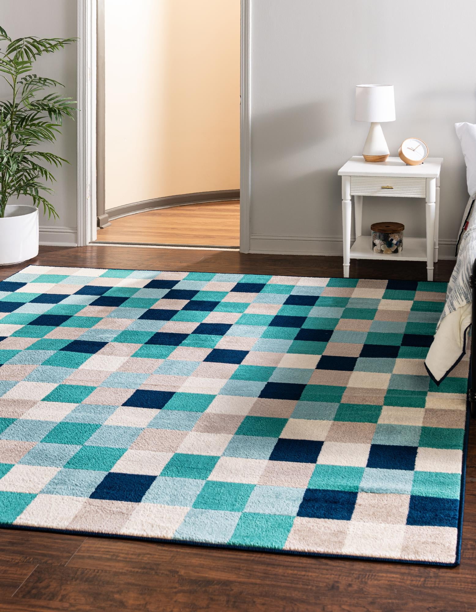 Unique Loom Azalea Collection Area Rug - Holly (10' Square Teal/Navy ...