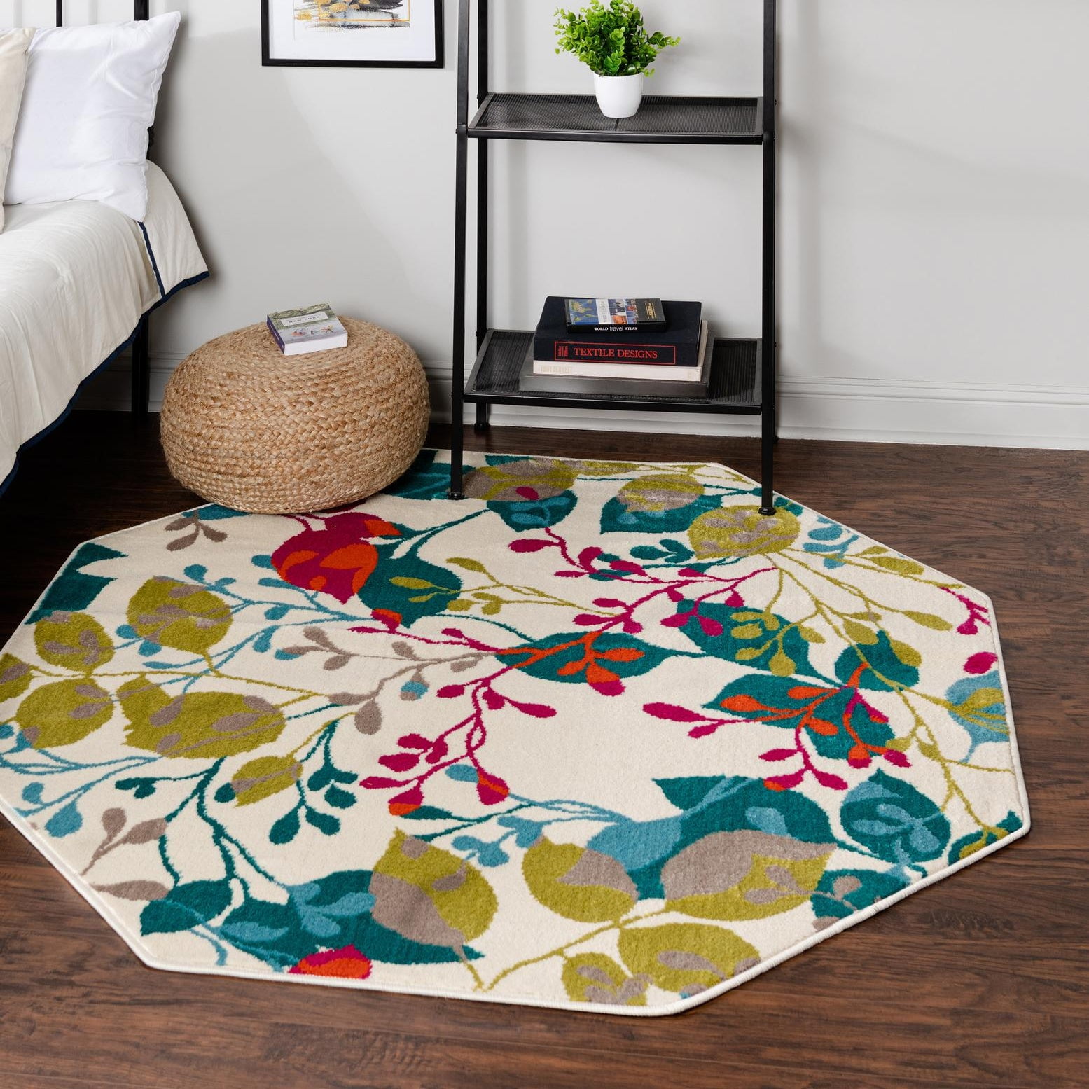 Unique Loom Azalea Collection Area Rug - Indica (5' 3" Octagon Ivory ...