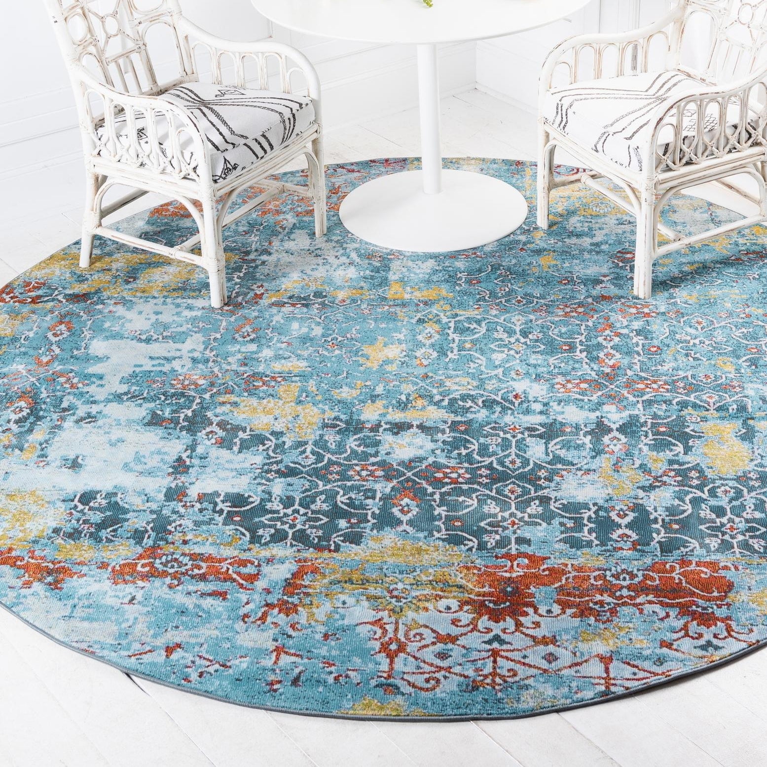 Unique Loom Baracoa Collection Area Rug - Alamar (8' Round Blue/Olive) - Walmart.com