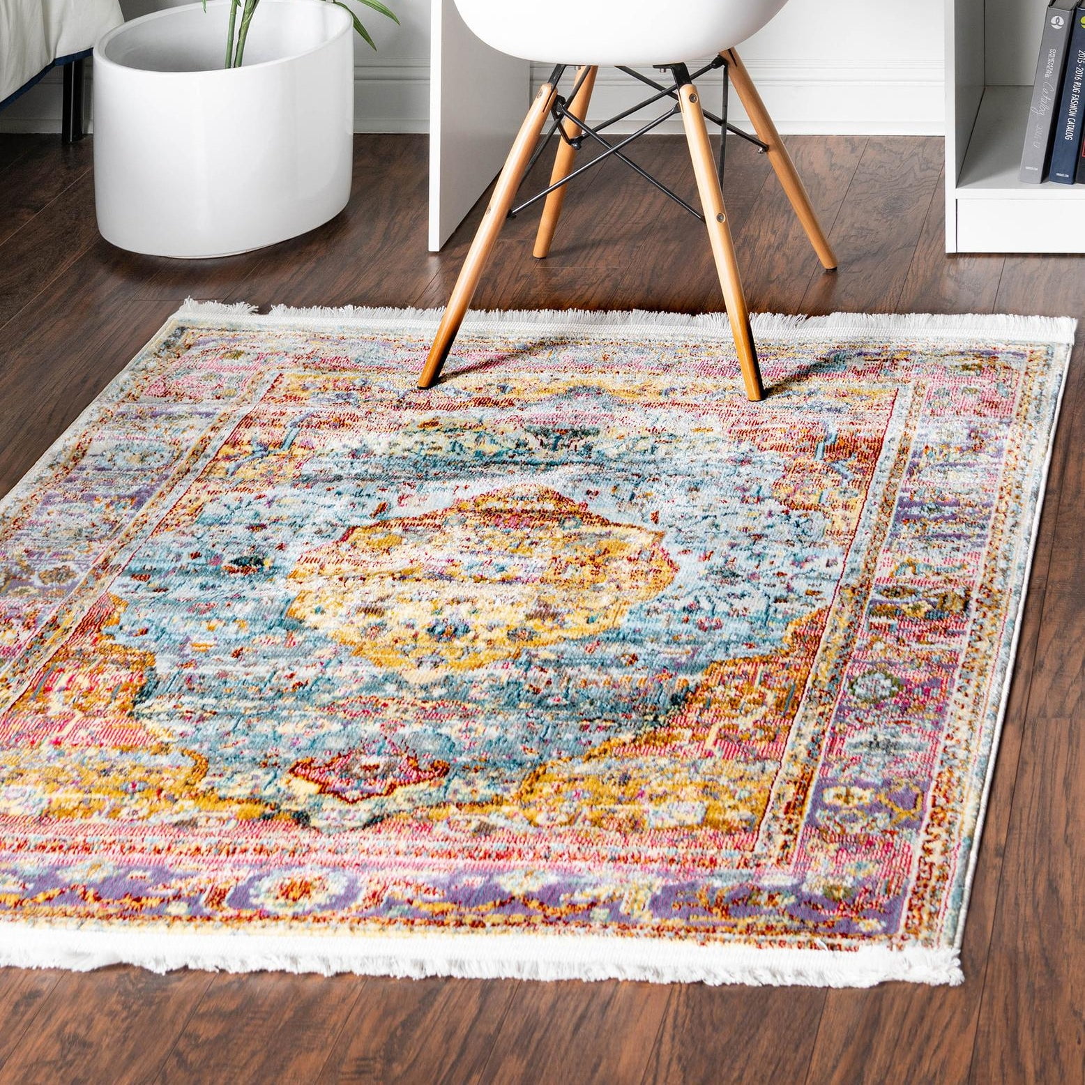 Unique Loom Baracoa Collection Area Rug - Miramar (5' Square Light Blue/Blue) - Walmart.com