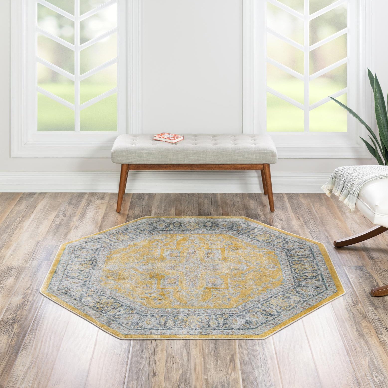Unique Loom Baracoa Collection Area Rug - Prado (5' Octagon Yellow ...