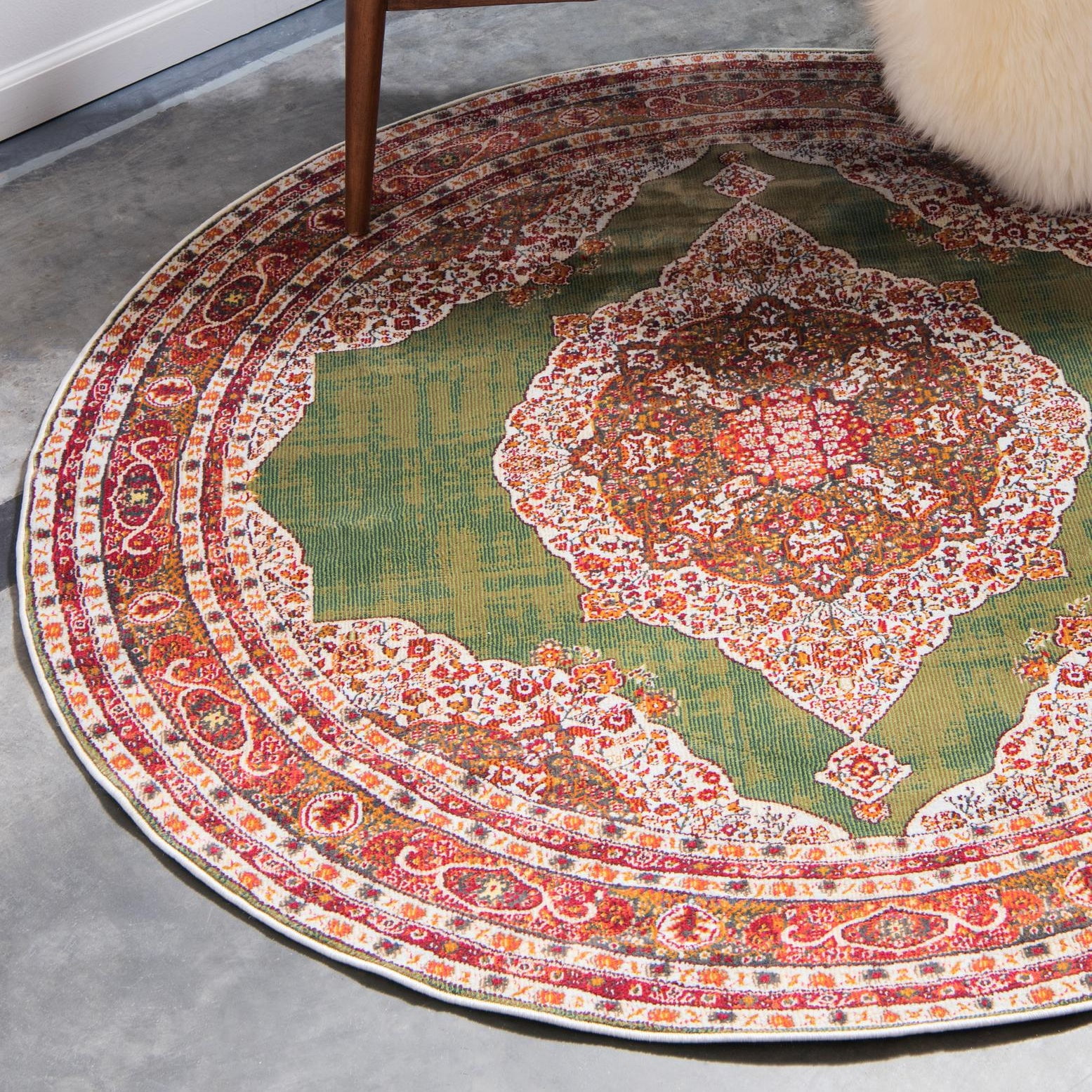 Unique Loom Baracoa Collection Area Rug - Regla (5' 5" Round Green/Blue ...