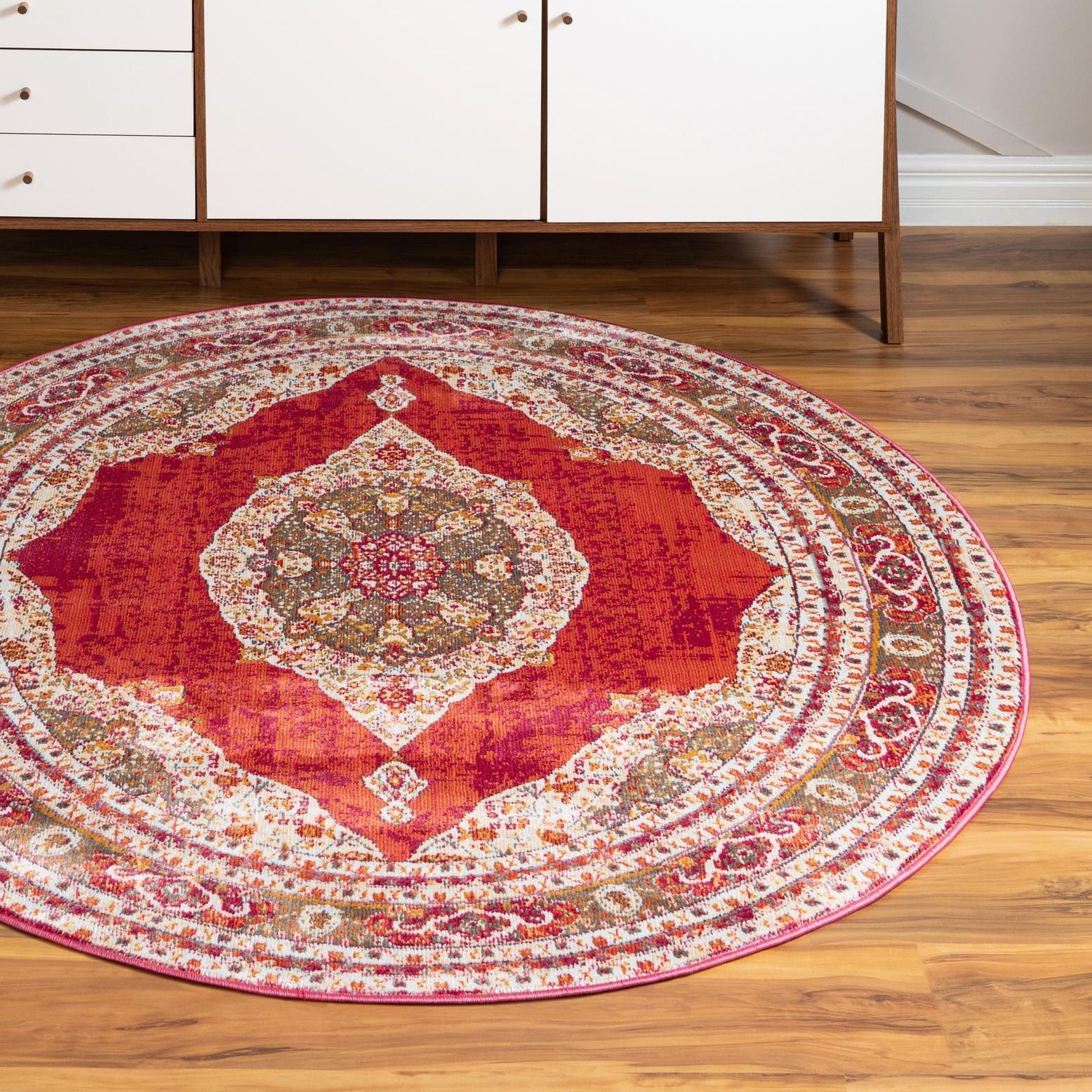 Unique Loom Baracoa Collection Area Rug - Regla (8' Round Red/Green ...