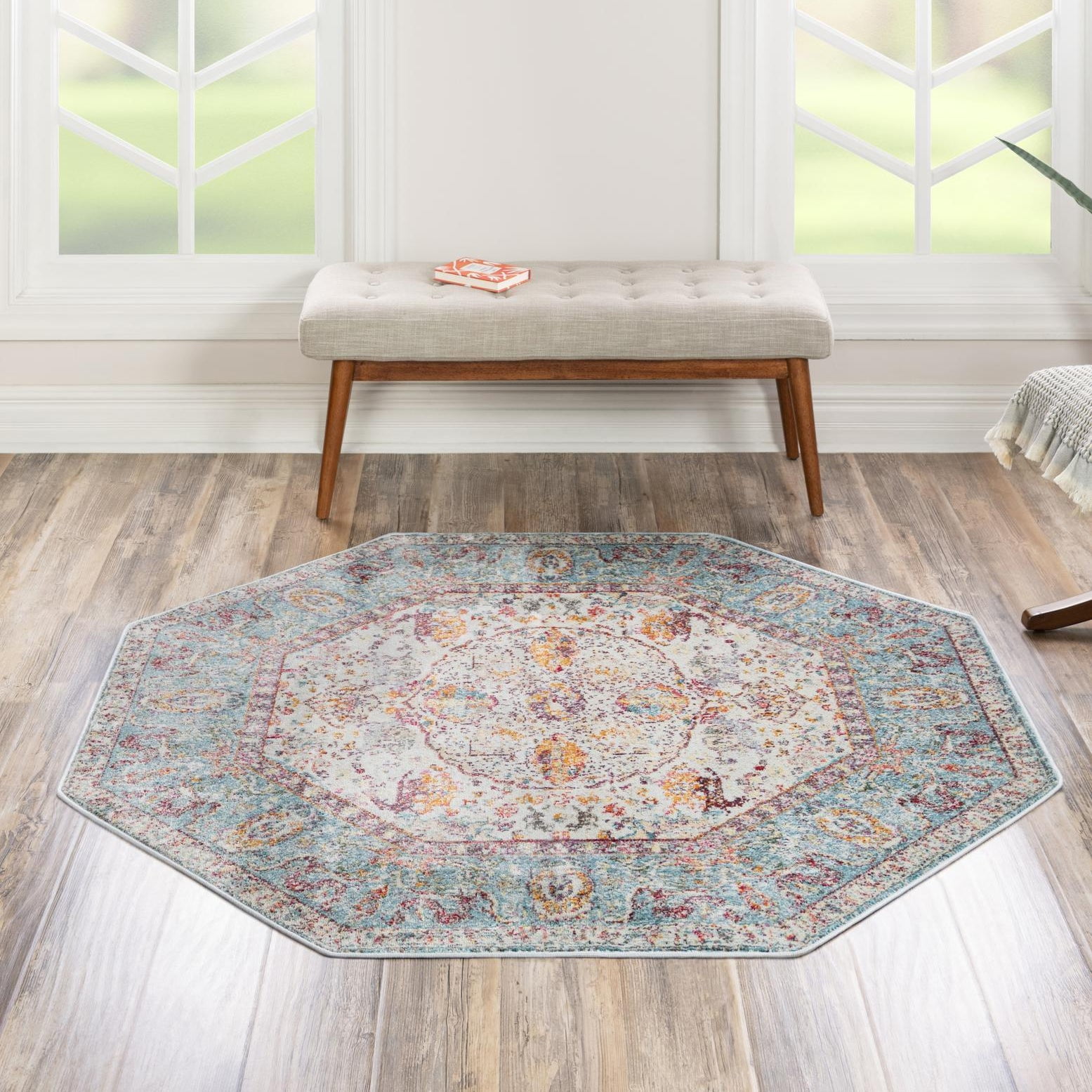 Unique Loom Baracoa Collection Area Rug - Rumba (5' Octagon Light Blue ...
