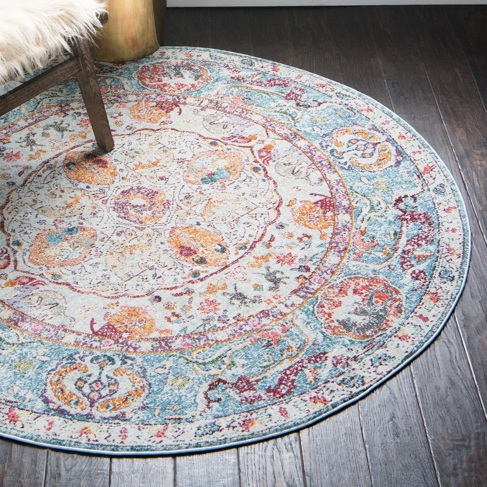 Unique Loom Baracoa Collection Area Rug - Rumba (8' Round Light Blue ...