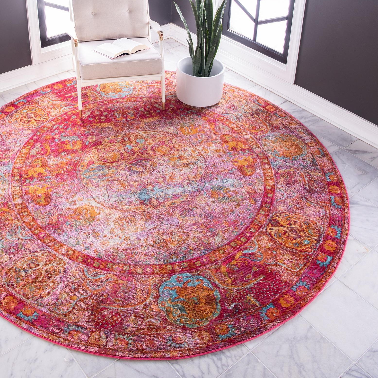 Unique Loom Baracoa Collection Area Rug - Rumba (8' 4" Round Red/Brown ...