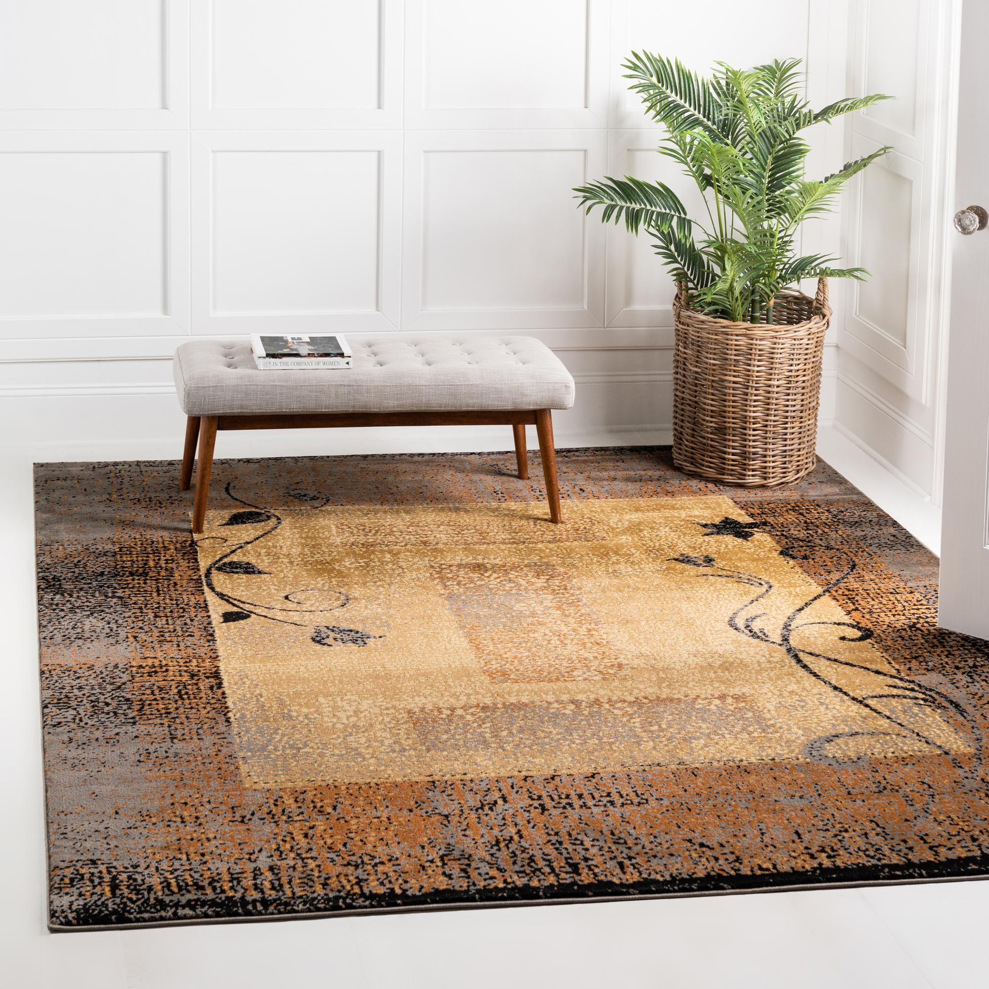 Unique Loom Barista Collection Area Rug - Excelsa (10' Square Beige ...