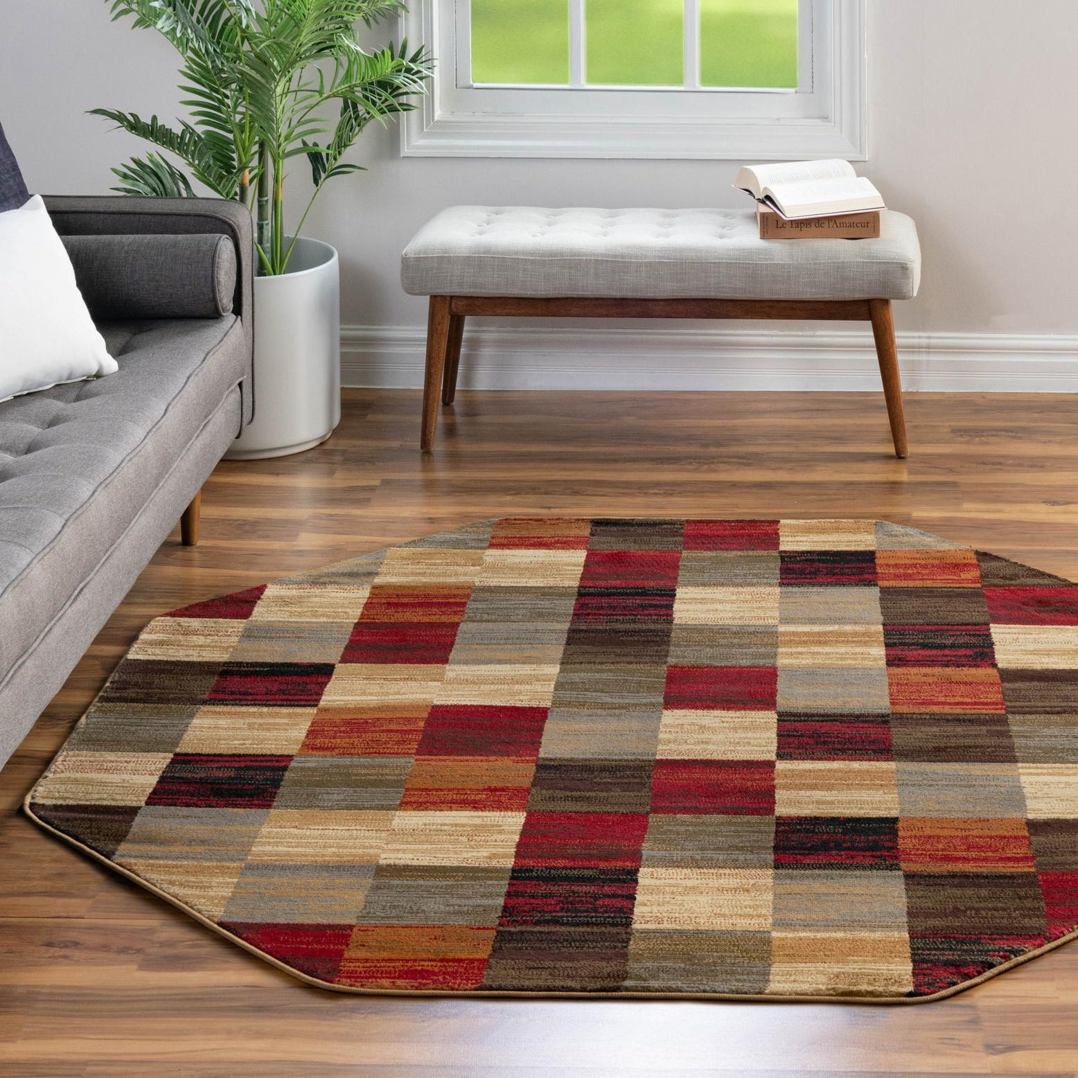 Unique Loom Barista Collection Area Rug - Gava (6' Octagon Multi/Brown ...