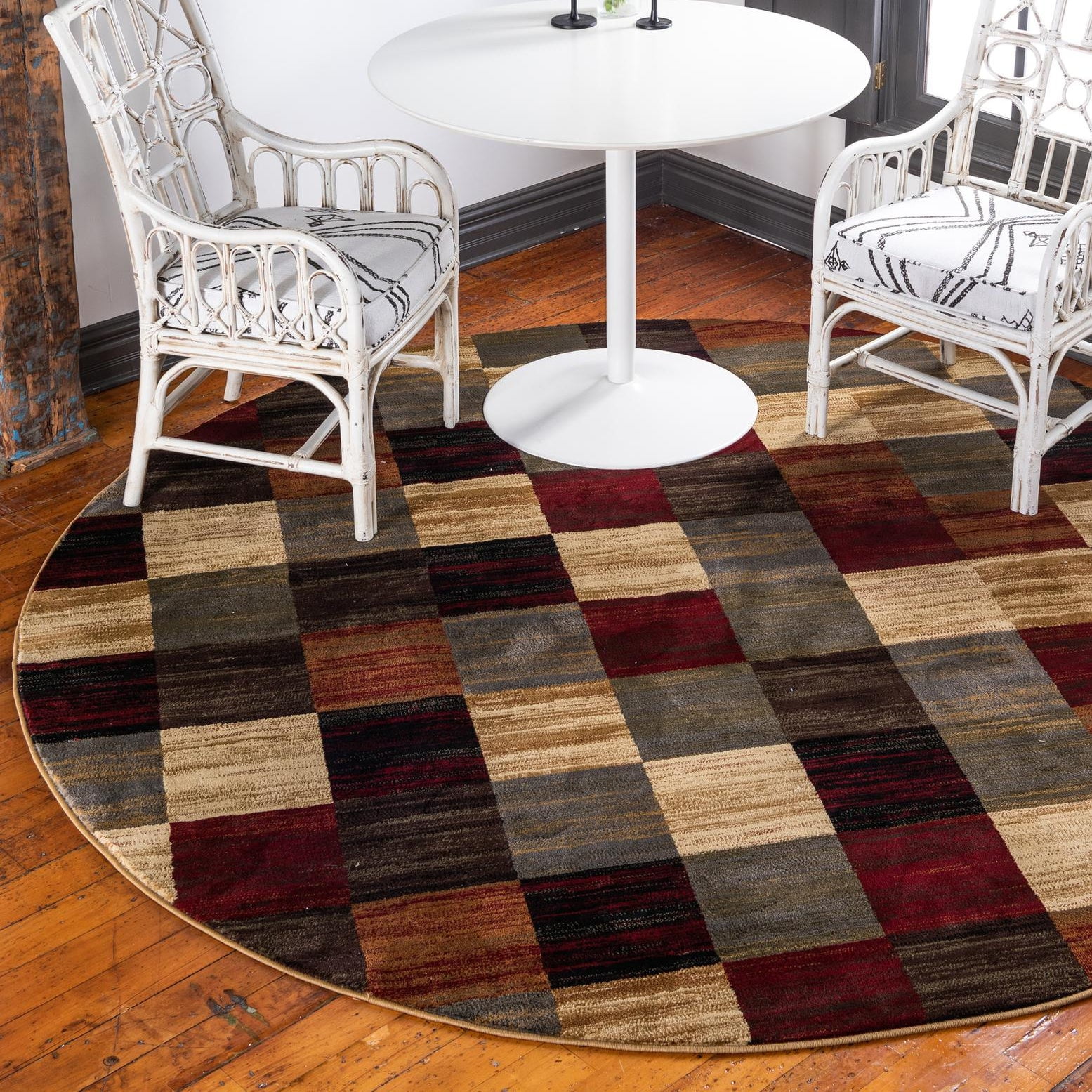 Unique Loom Barista Collection Area Rug - Gava (6' Round Multi/Brown ...