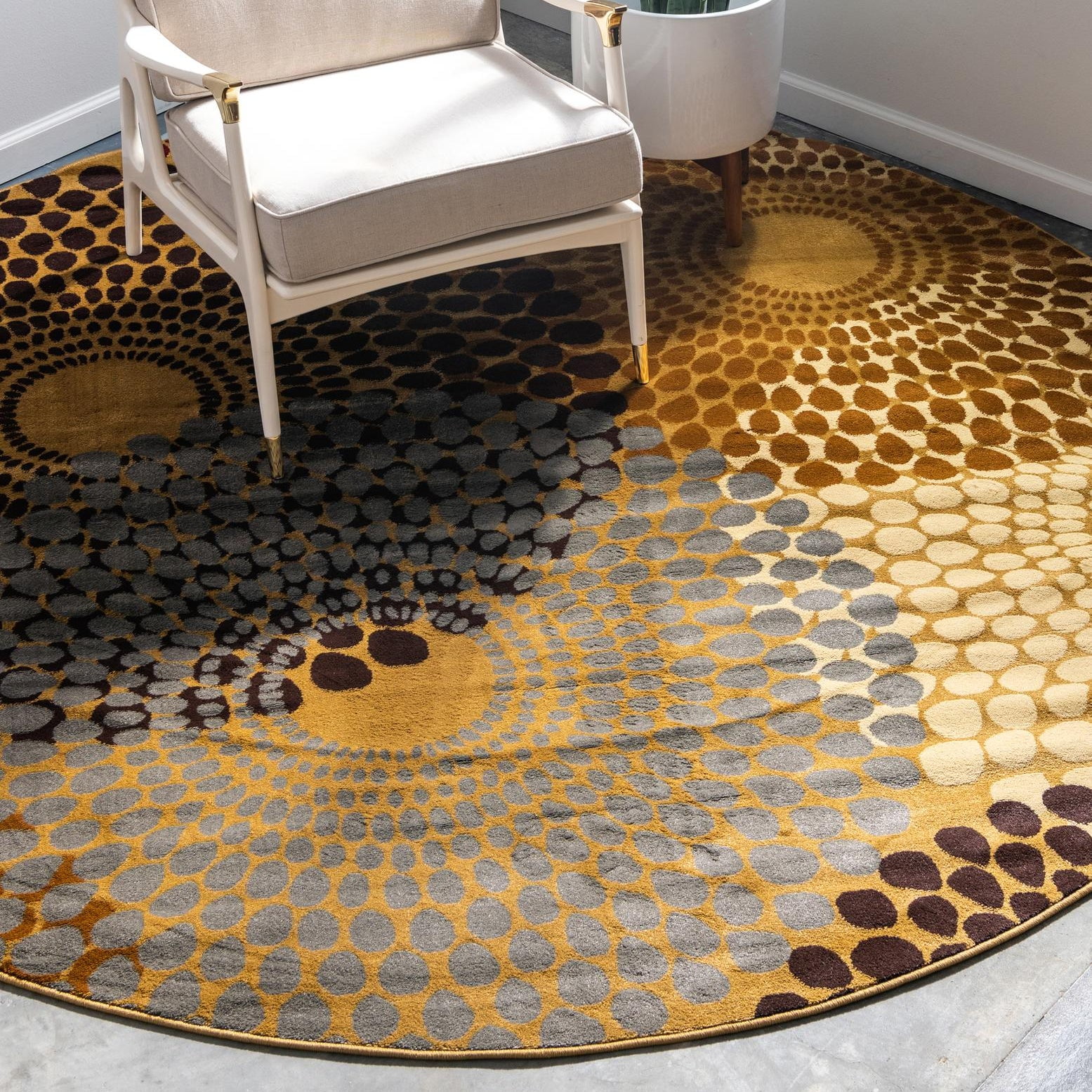 Unique Loom Barista Collection Area Rug - Java (3' 3" Round Beige/Black) - Walmart.com