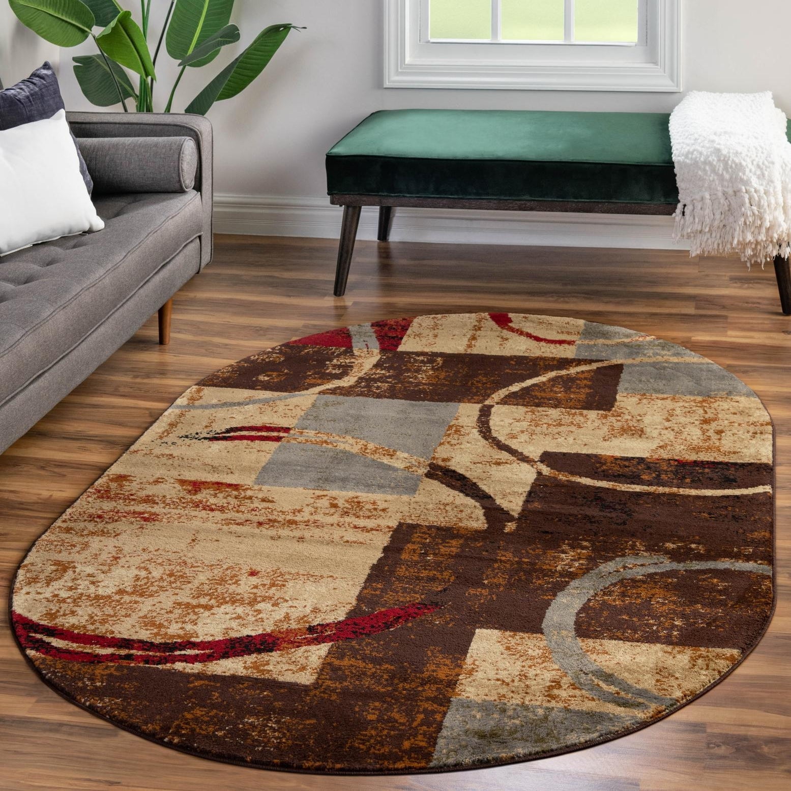 Unique Loom Barista Collection Area Rug - Kouillou (5' 3" x 8' Oval ...