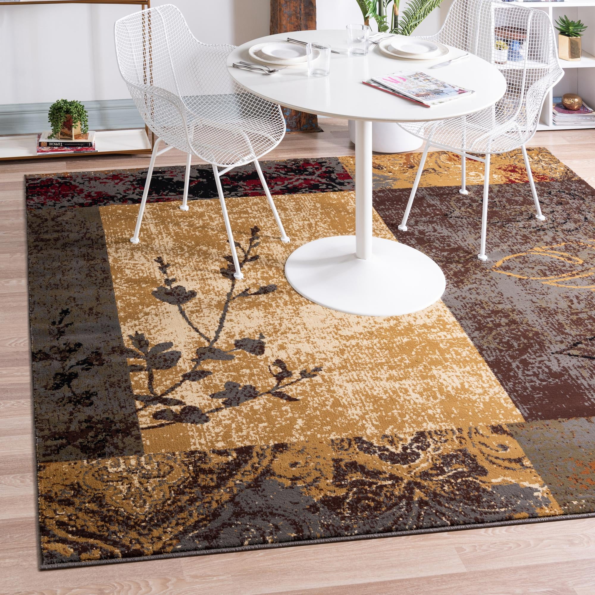 Unique Loom Barista Collection Area Rug - Pache (8' Square Beige/Black ...