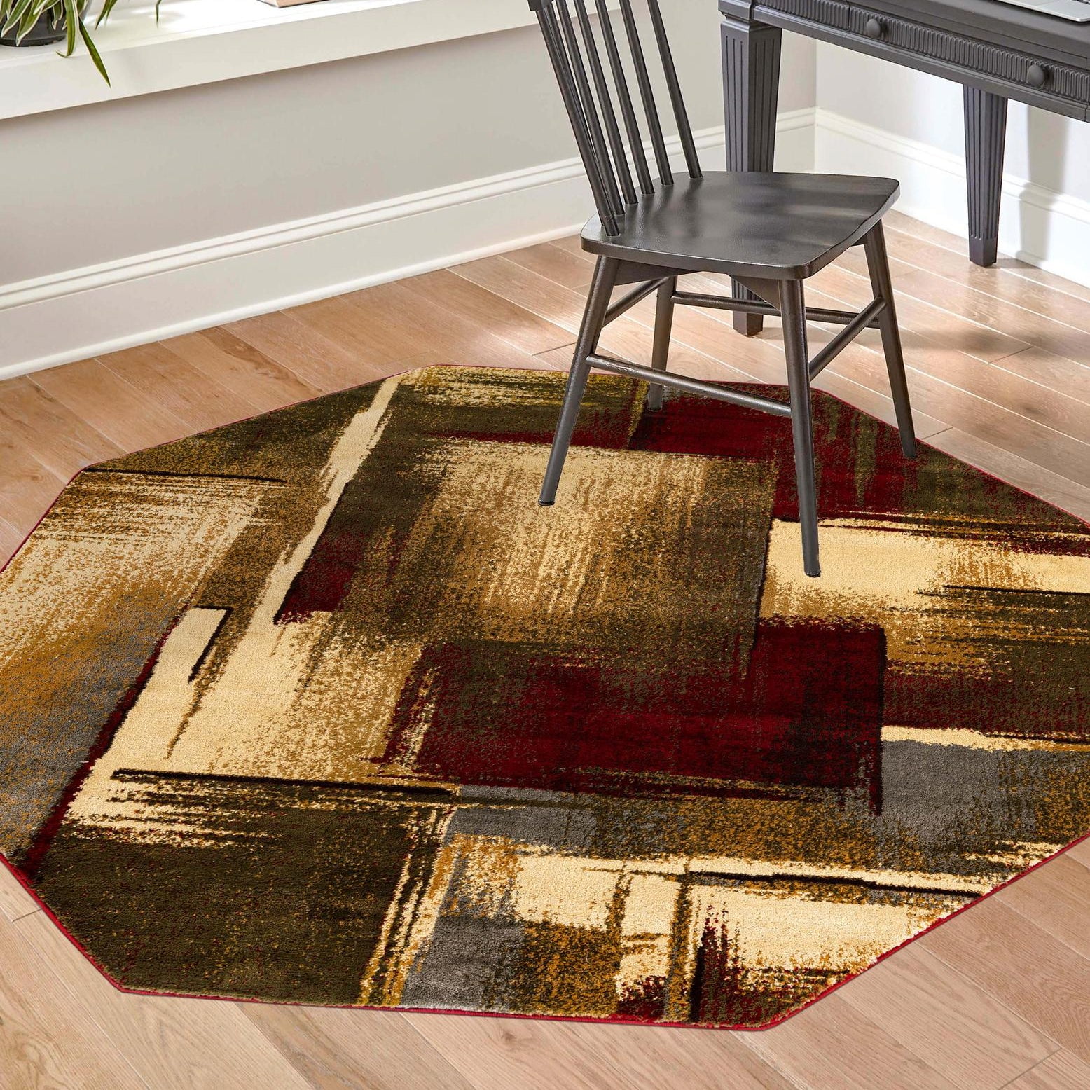 Unique Loom Barista Collection Area Rug - Timor (7' Octagon Multi/Red ...