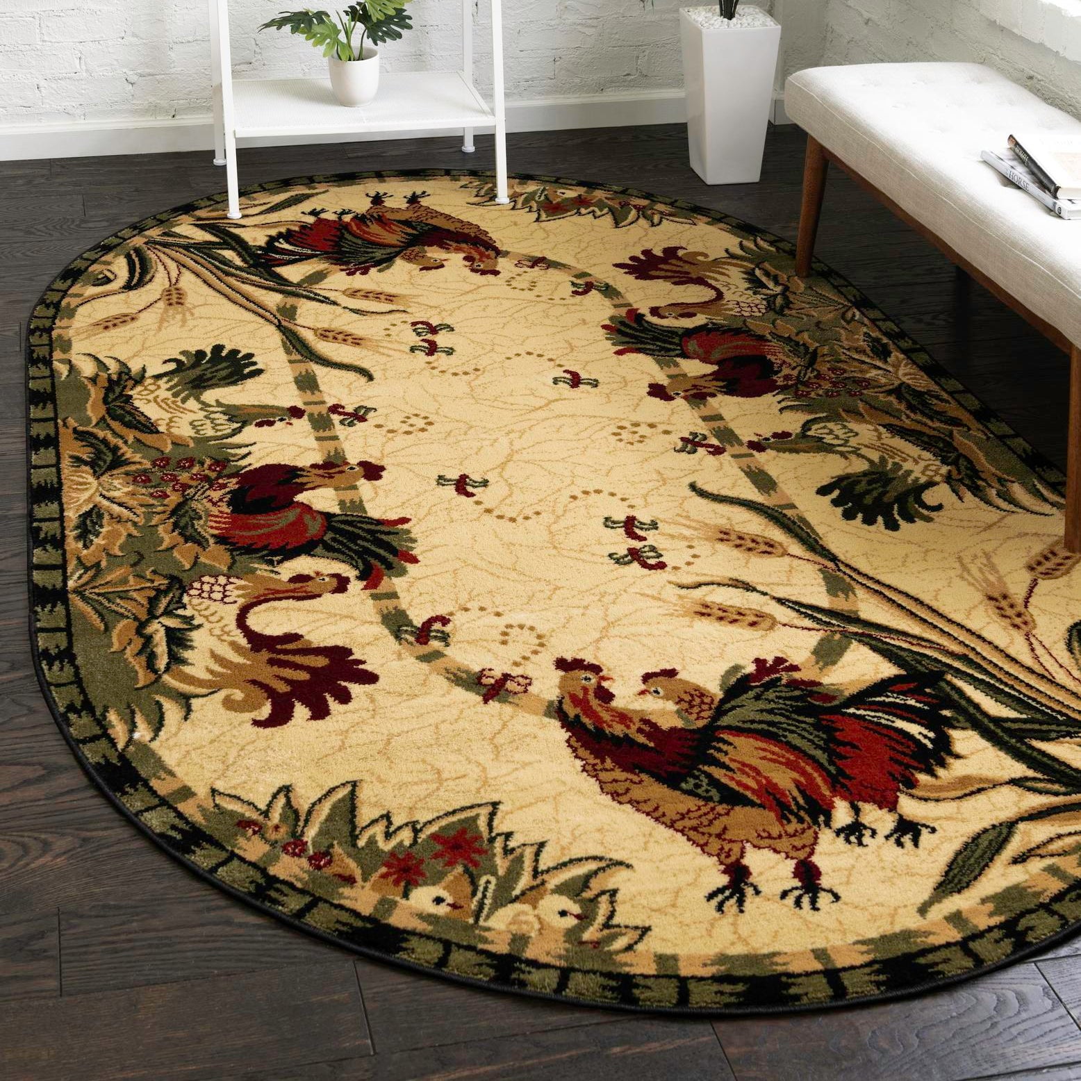 Unique Loom Barnyard Collection Area Rug - Farm (3' 3" x 5' 3" Oval ...