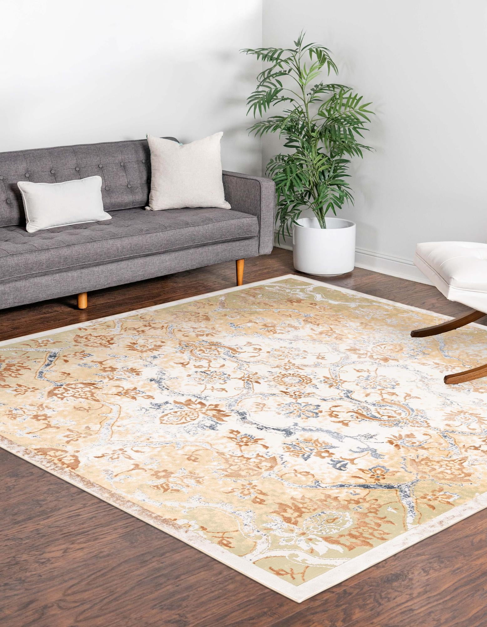 Unique Loom Highbury Collection Area Rug - Baron (7' 10" Square Yellow/Brown) - Walmart.com