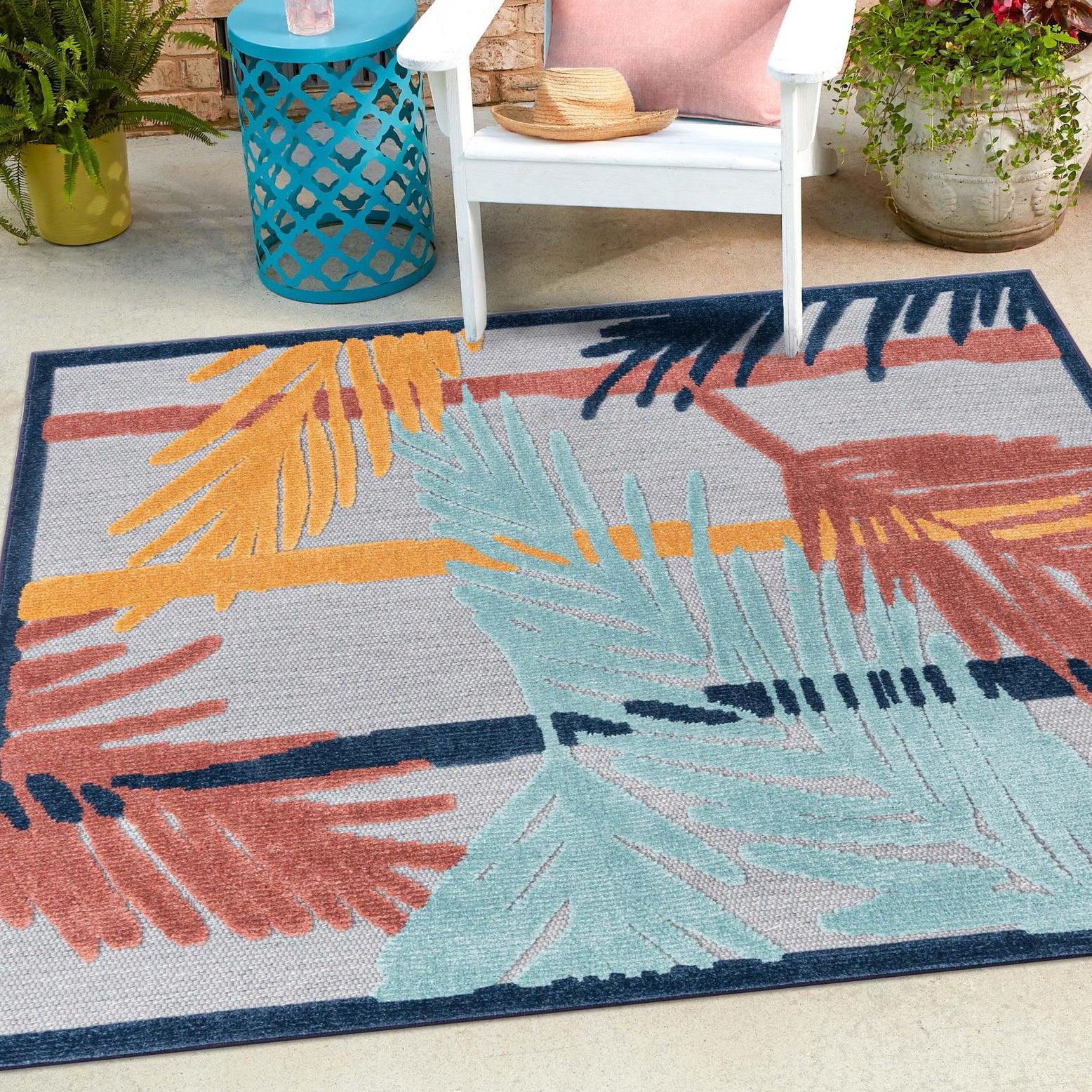 Unique Loom Belize Outdoor Collection Area Rug - Ambergris (7' 10 ...