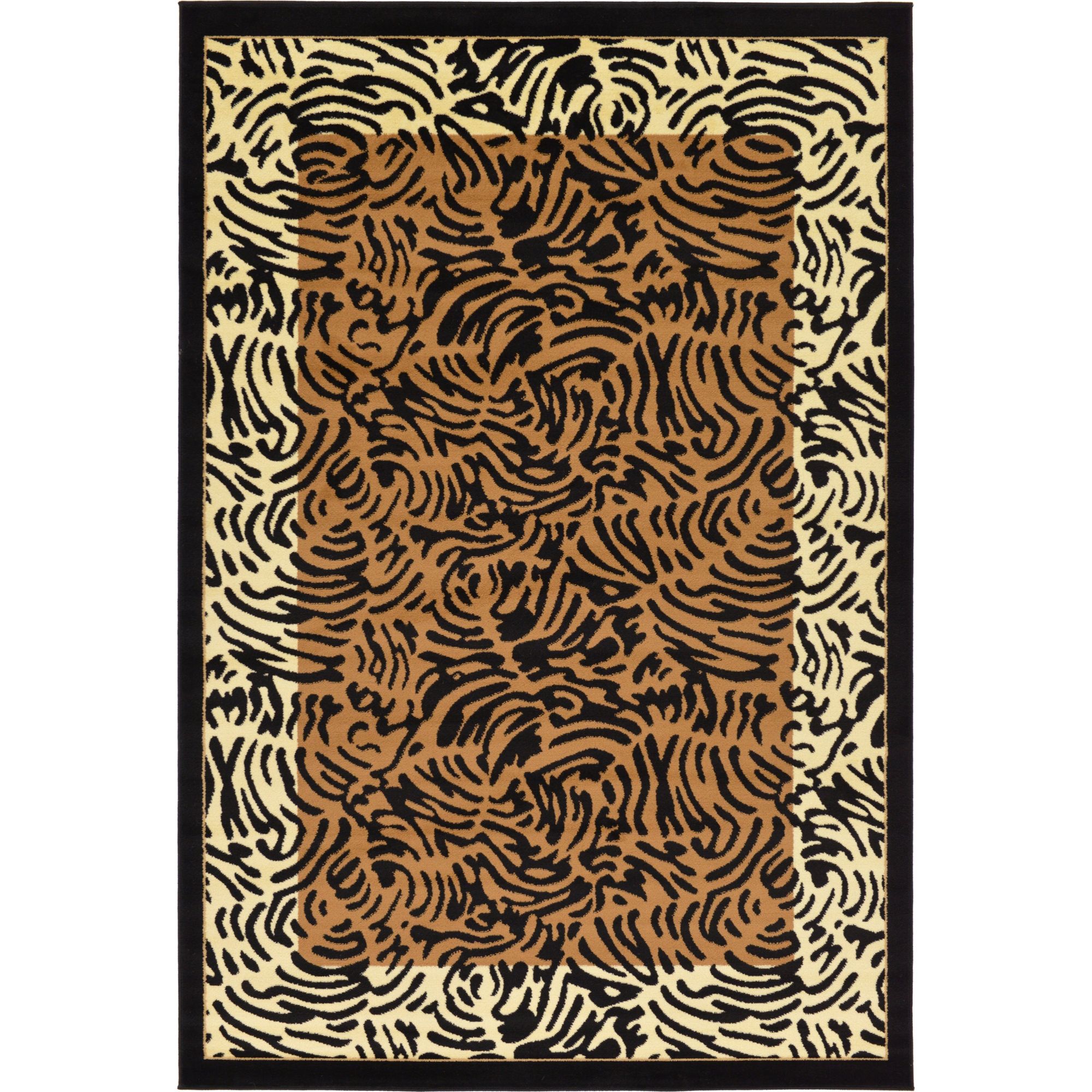 Unique Loom Big Cat Wildlife Rug Light Brown/Black 6' 1" x 9' Rectangle ...