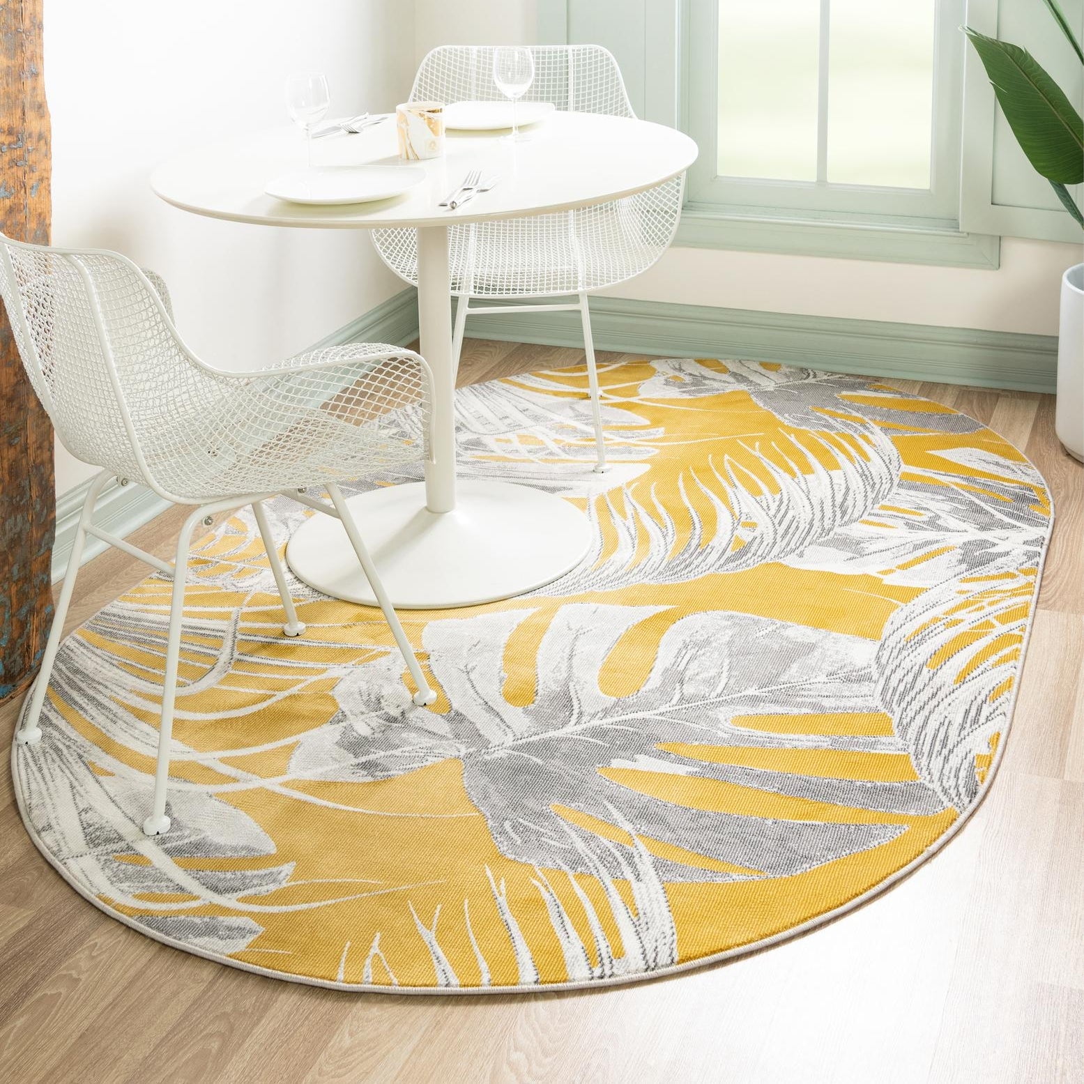 Unique Loom Blossom Collection Area Rug - Montego (4' x 6' Oval Yellow ...