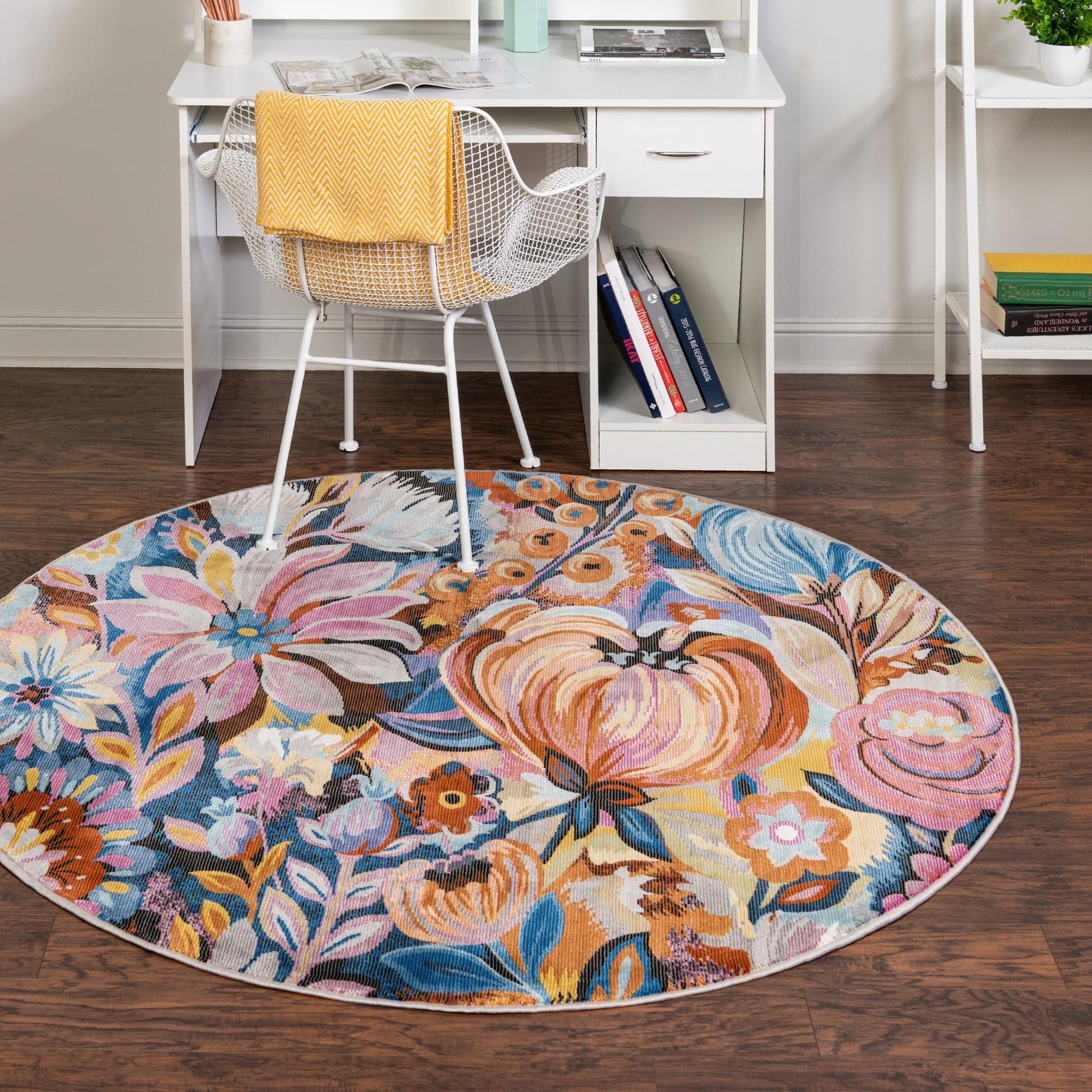 Unique Loom Blossom Collection Area Rug - Negril (10' Round Multi/Black ...