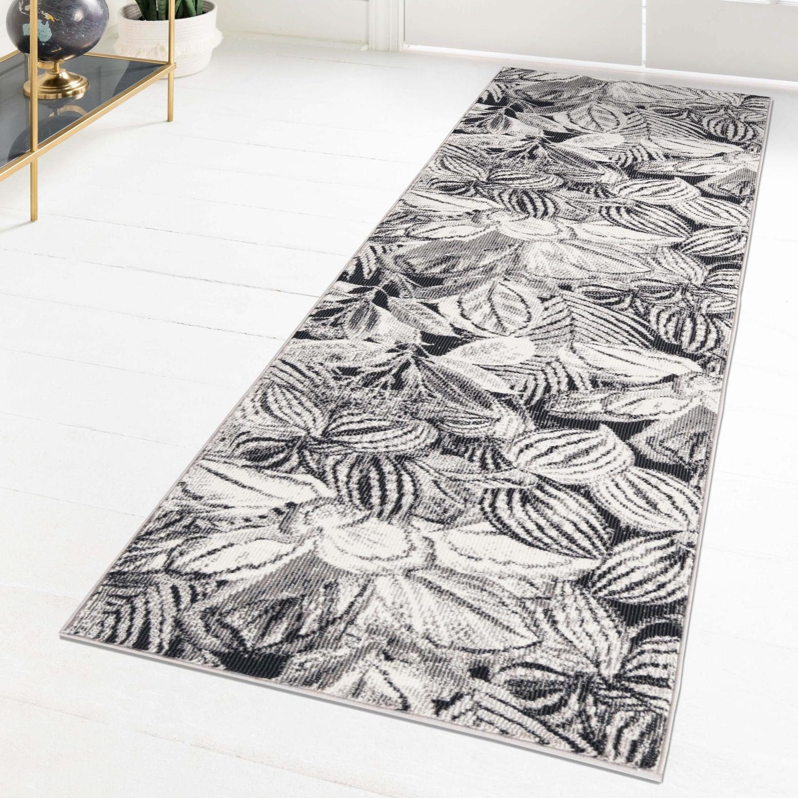 Unique Loom Blossom Collection Area Rug - Ocho (2' x 6' Runner Charcoal ...