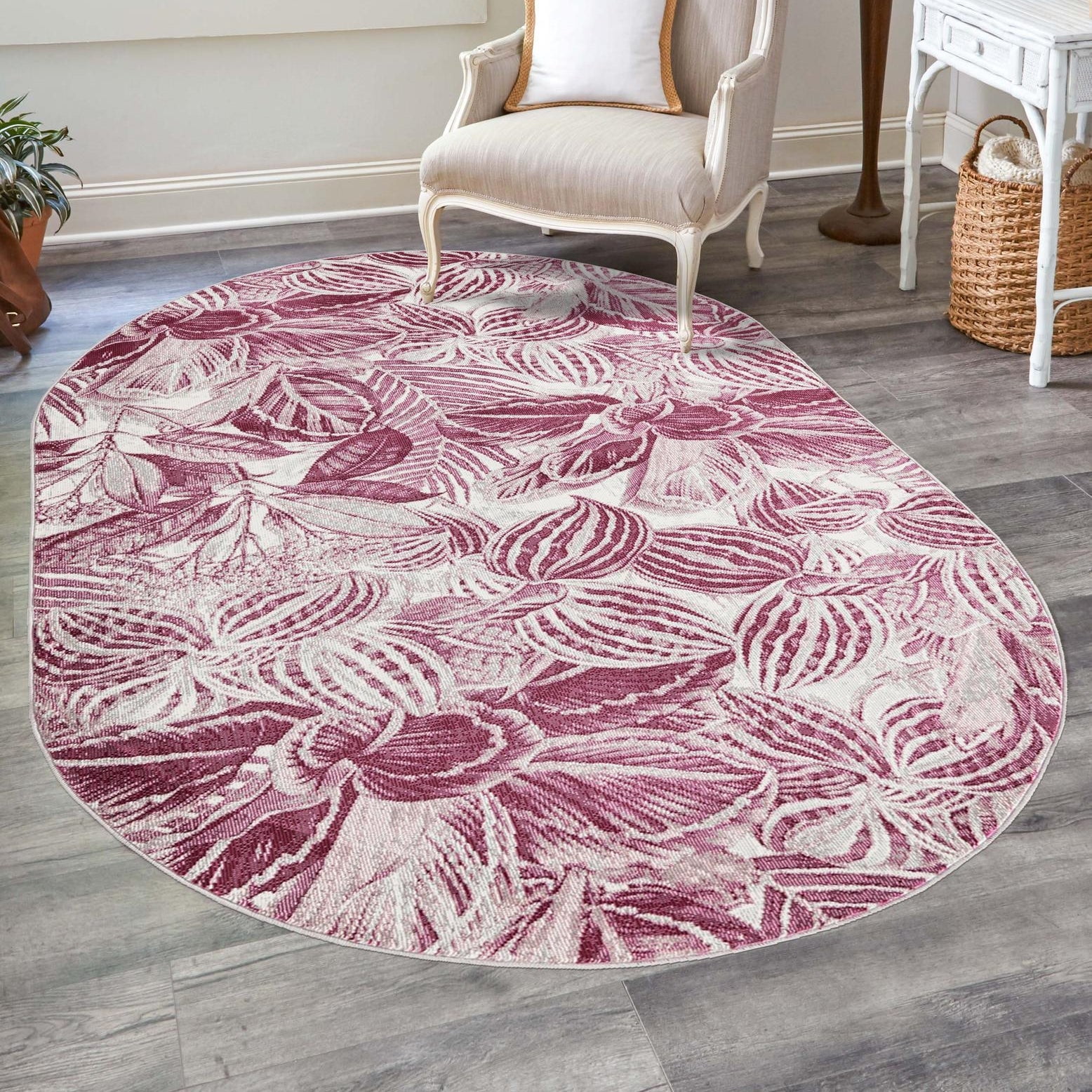 Unique Loom Blossom Collection Area Rug - Ocho (5' 3" x 7' 10" Oval ...