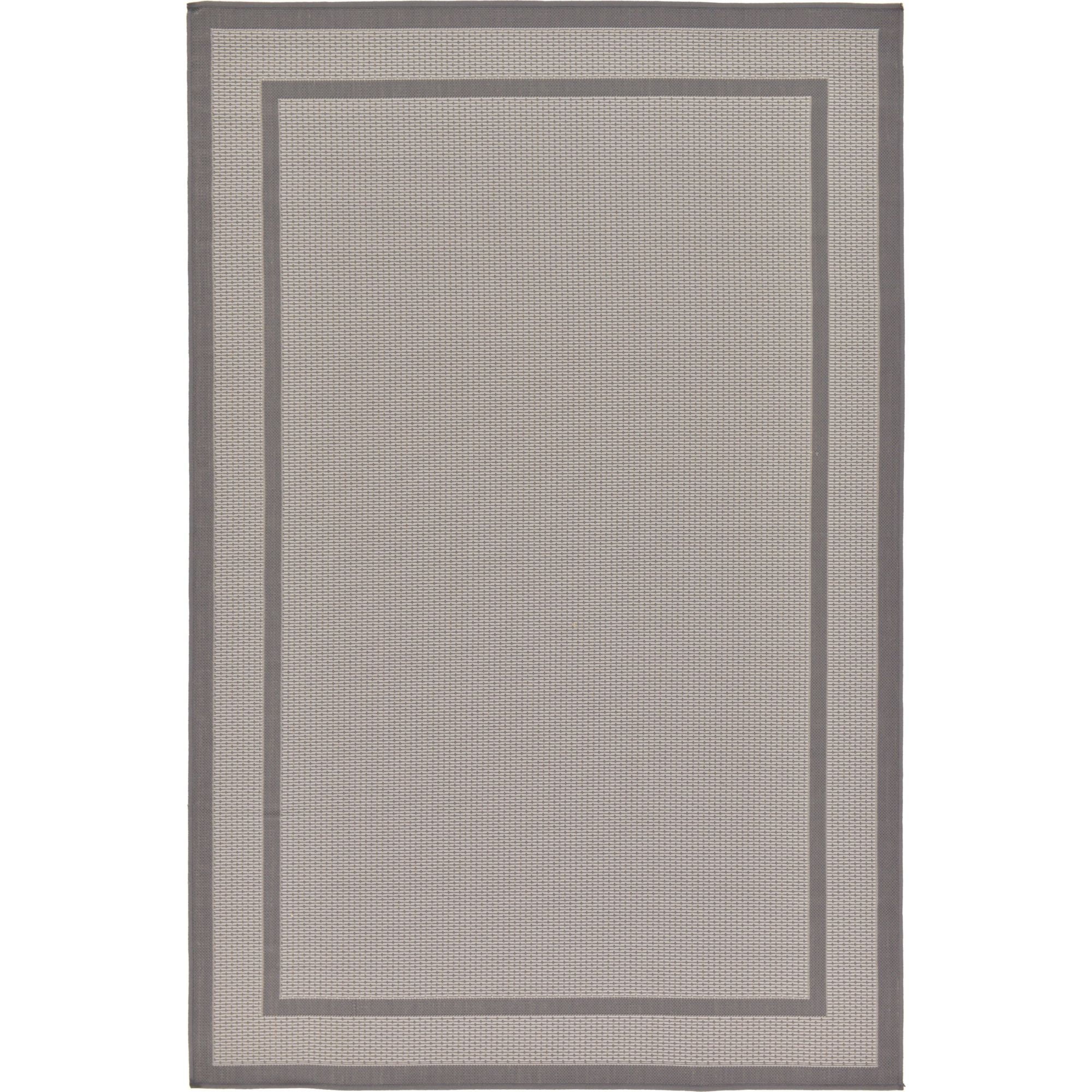 Unique Loom Border Indoor/Outdoor Border Rug Gray/Silver 5' 3" x 8 ...