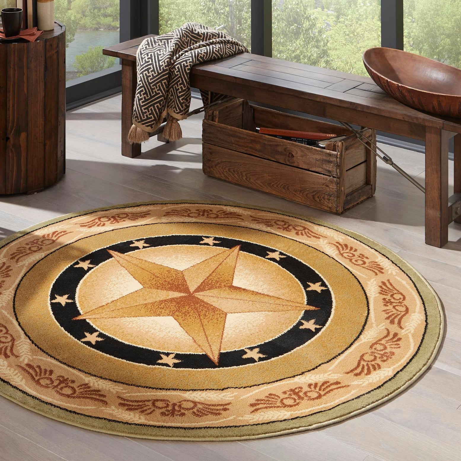 Unique Loom Pioneer Collection Area Rug - Bozeman (5' 3" Round Green ...
