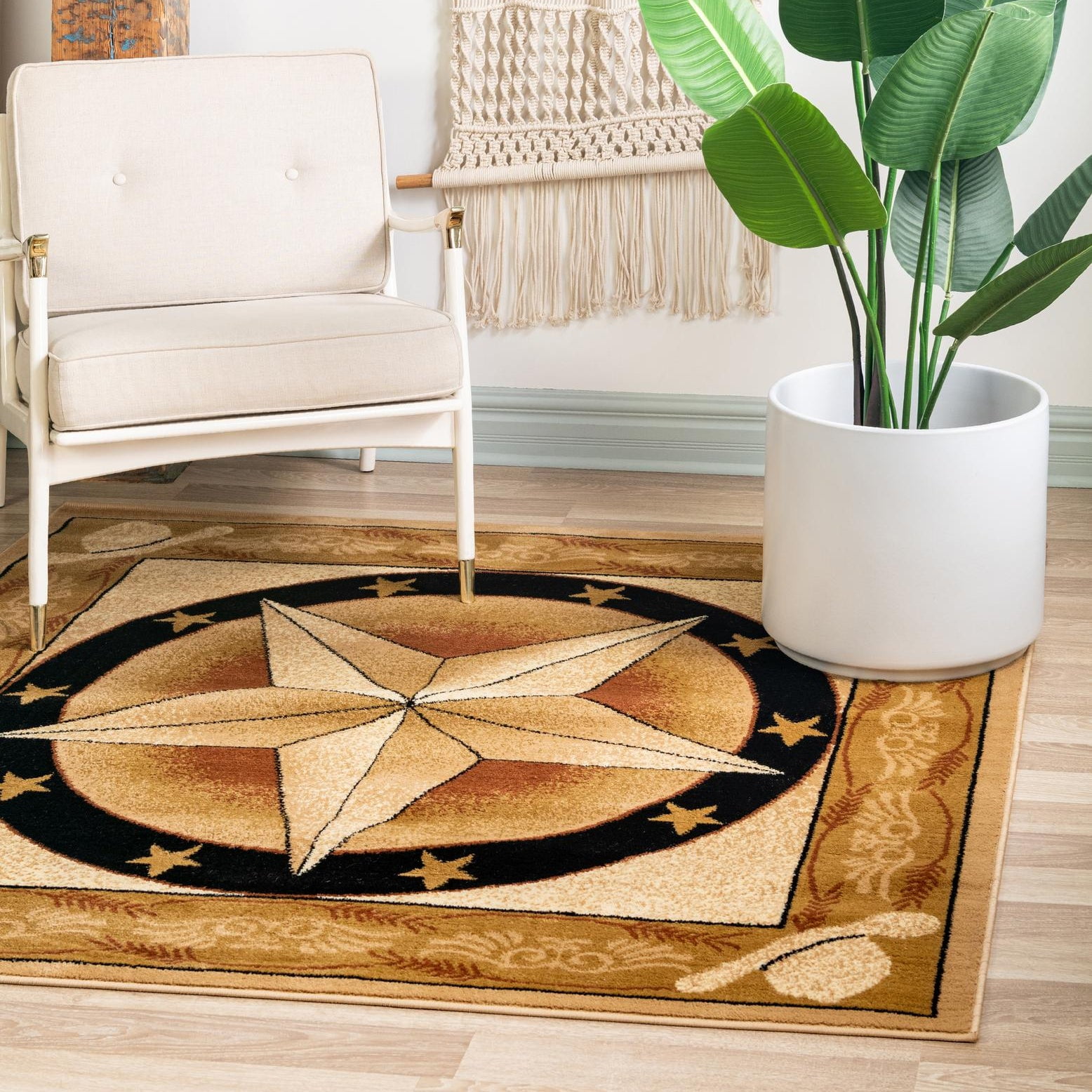 Unique Loom Pioneer Collection Area Rug - Bozeman (7' 10" Square Ivory Brown/Black) - Walmart.com