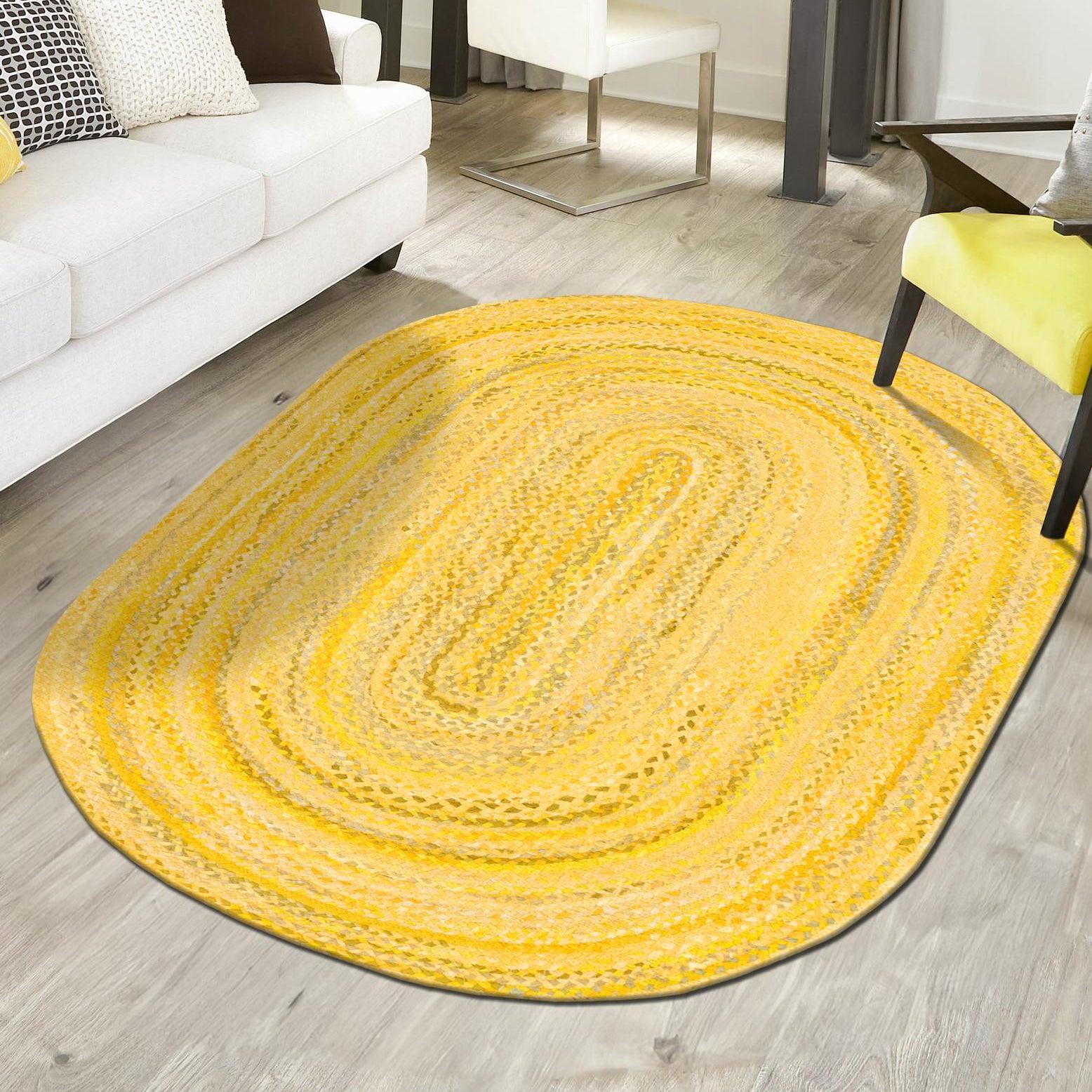 Unique Loom Braided Chindi Rug, Yellow Orange/Olive, 5'1" x 8', Perfect ...