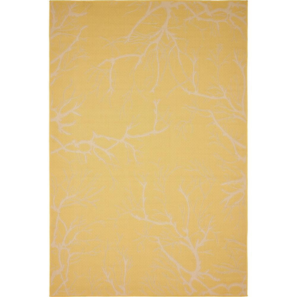 Unique Loom Branch Indoor/Outdoor Botanical Rug Yellow/Beige 6' 1" x 9 ...