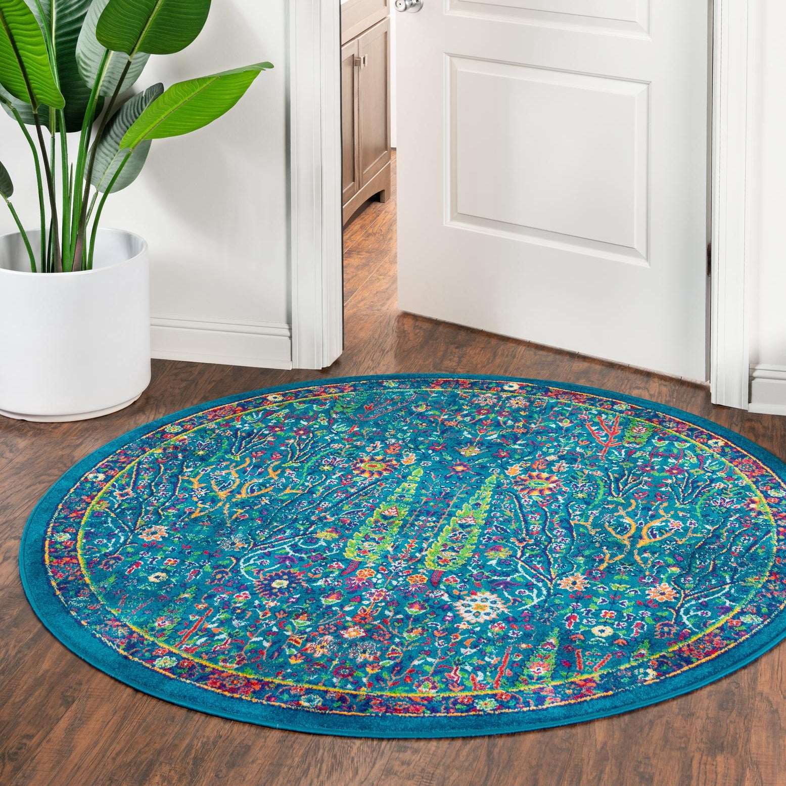 Unique Loom Calypso Collection Area Rug - Kaiso (7' 10" Round Navy Blue ...