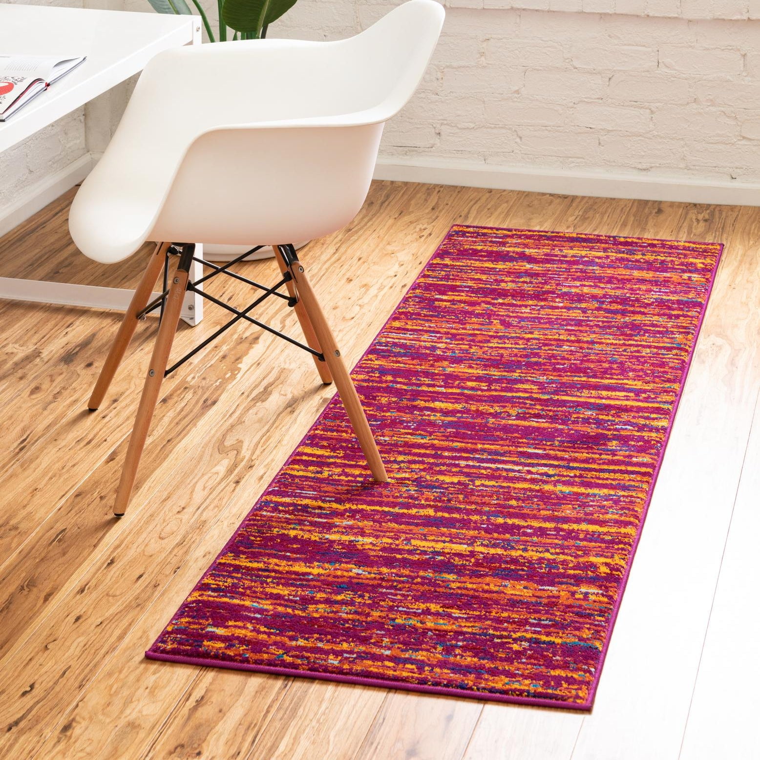 Unique Loom Calypso Collection Area Rug - Mento (2' x 6' Runner Pink ...
