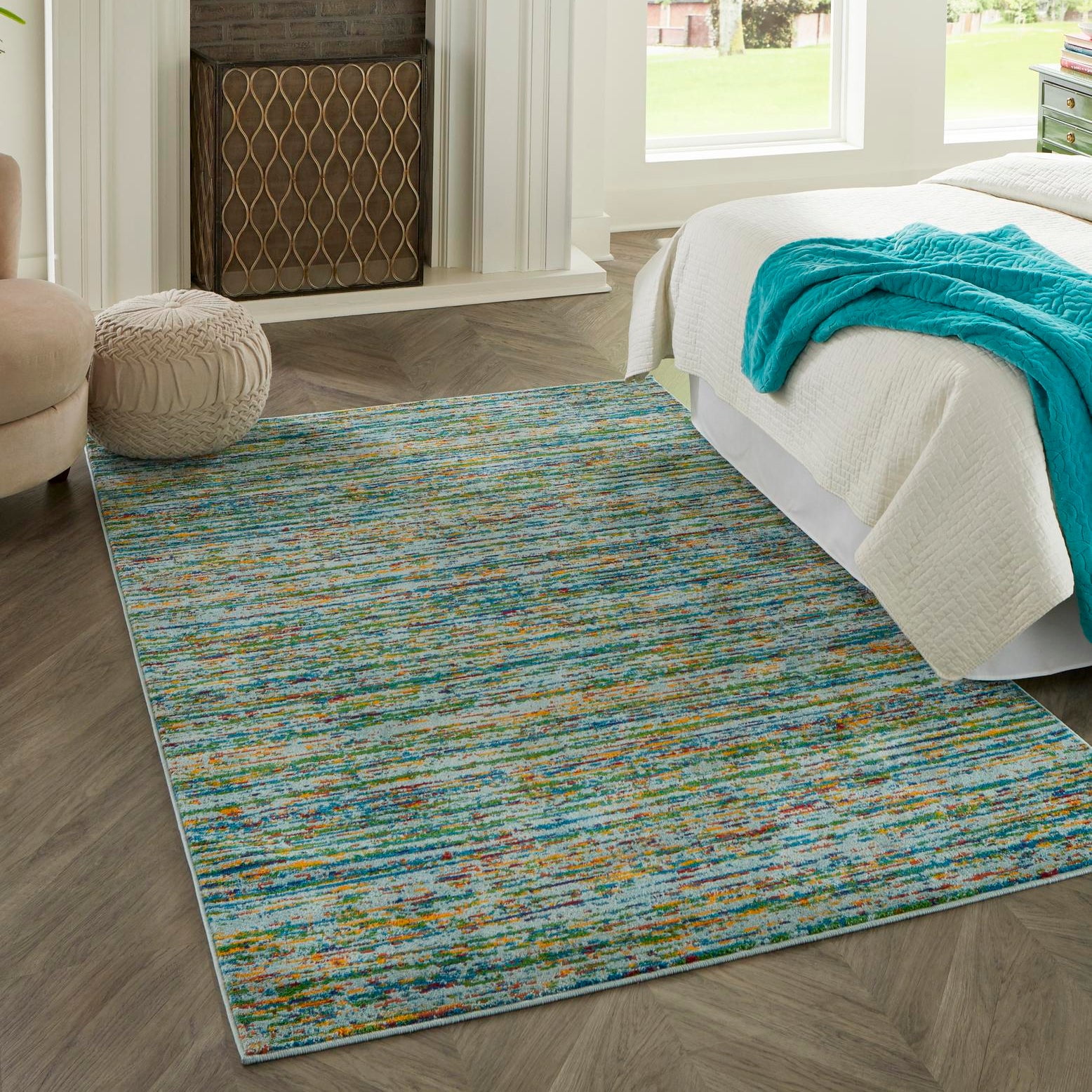 Unique Loom Calypso Collection Area Rug - Mento (4' x 6' Rectangle Aqua ...