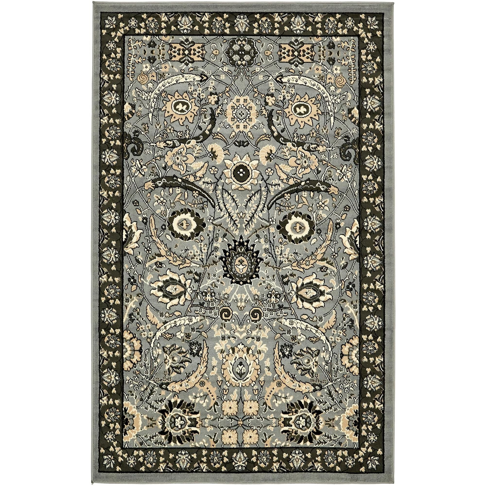 Unique Loom Cape Cod Espahan Rug Dark Gray/Black 5' 3" x 8' Rectangle ...