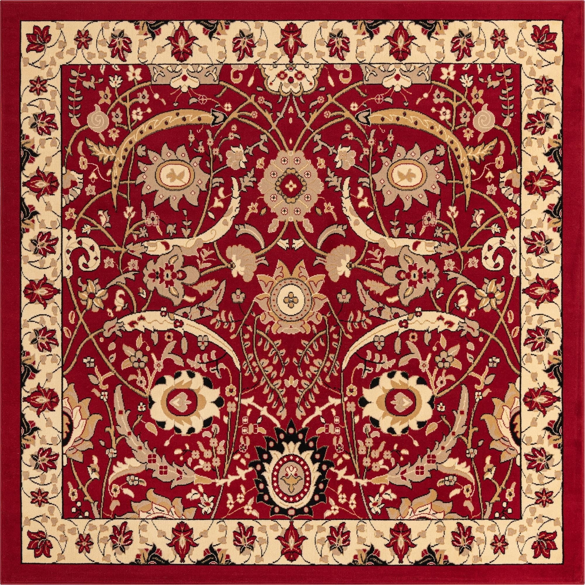 Unique Loom Espahan Collection Area Rug - Cape Cod (7' 10" Square Red ...