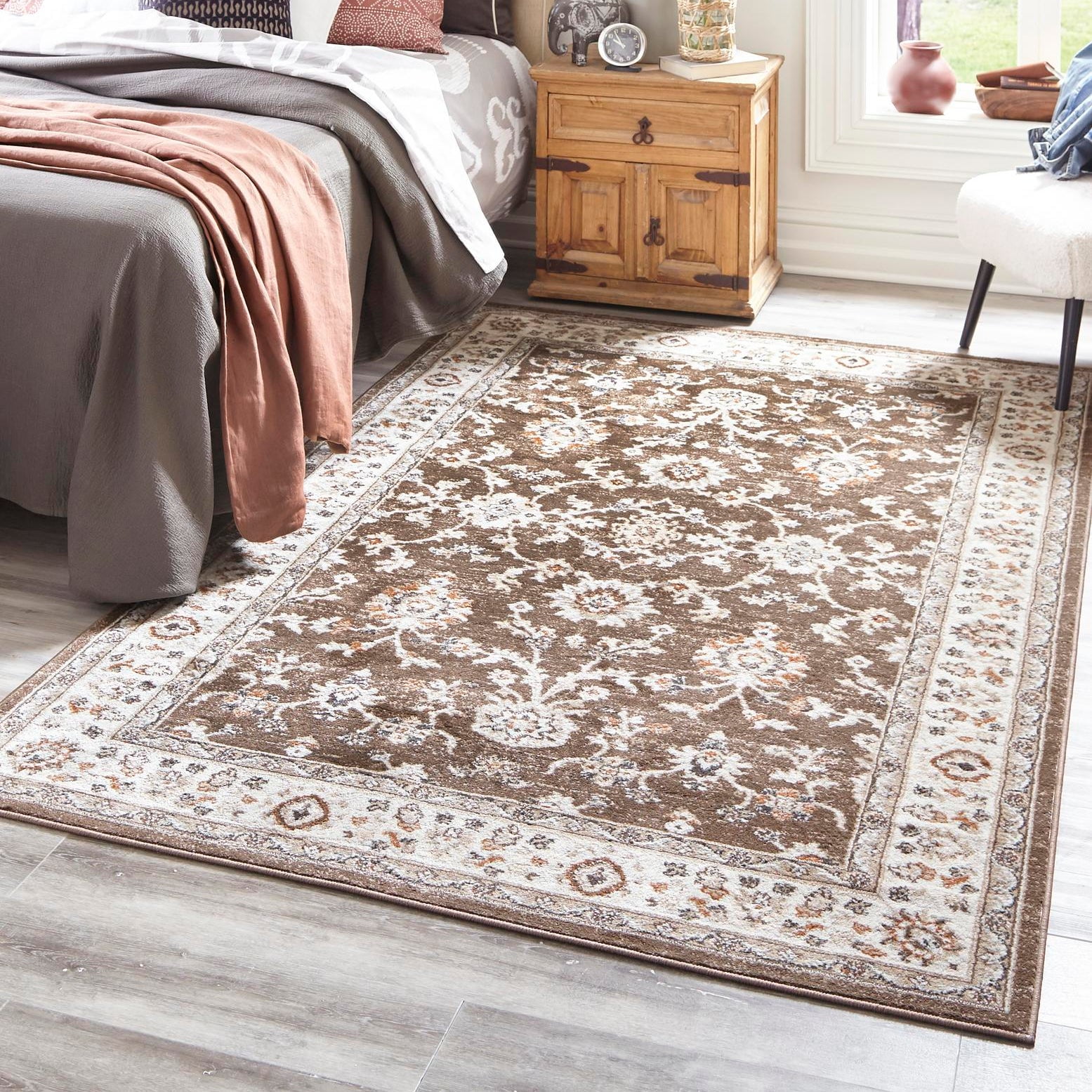 Unique Loom Charlotte Collection Area Rug - Carmel (7' 1" x 10' Rectangle Brown/Ivory) - Walmart.com