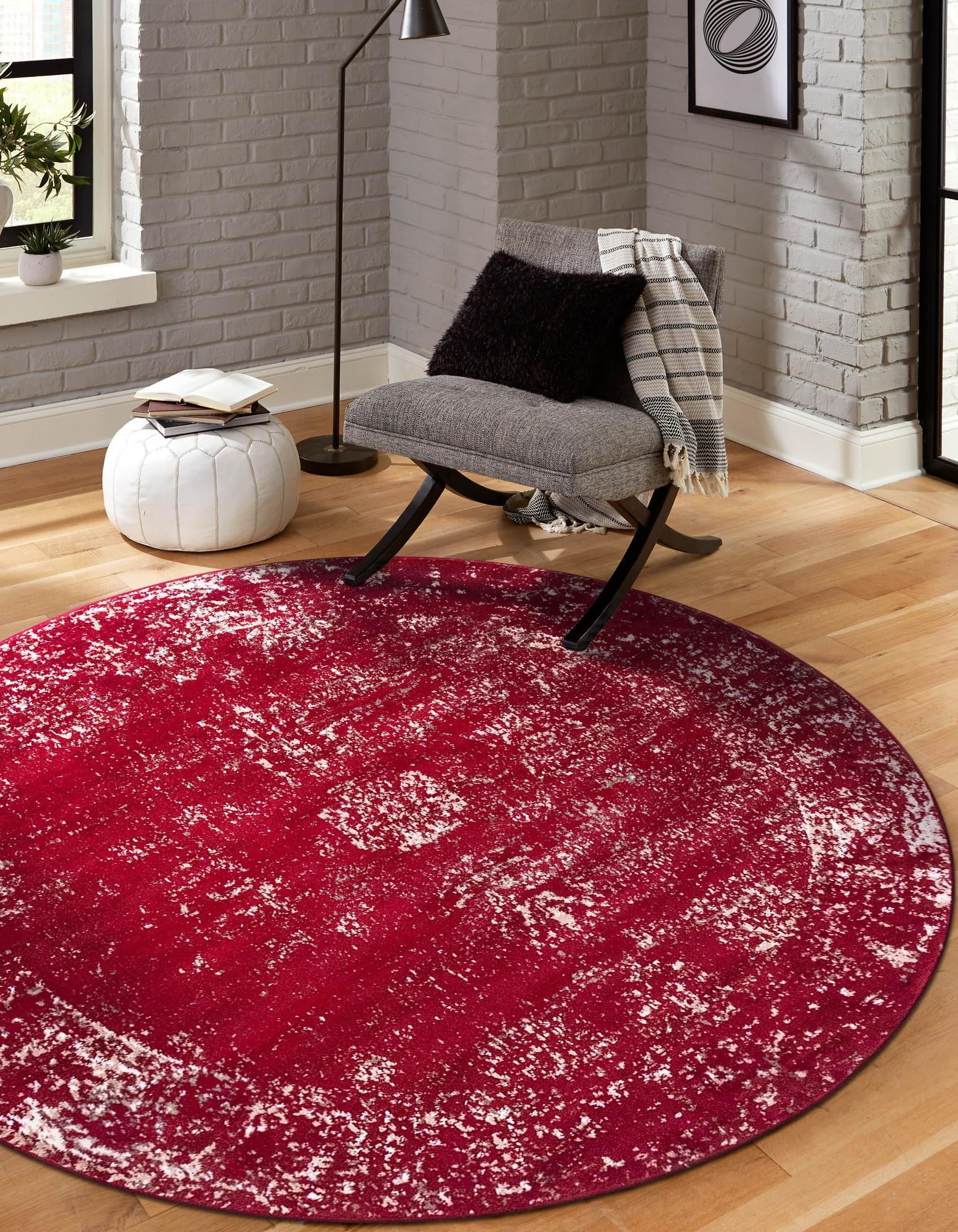 Unique Loom Sofia Collection Area Rug - Casino (7' 1" Round Burgundy ...