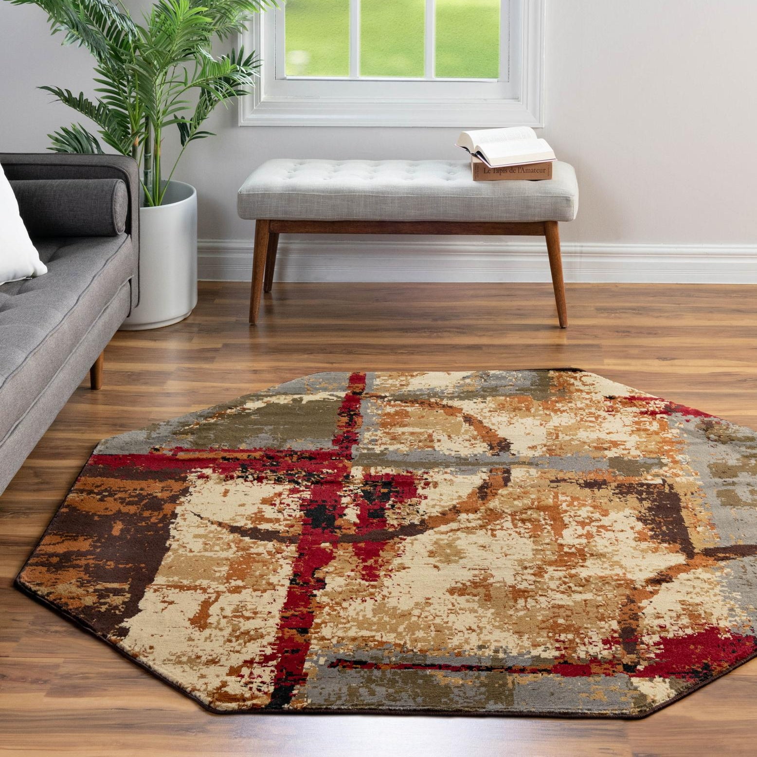Unique Loom Barista Collection Area Rug - Catuai (7' Octagon Multi ...