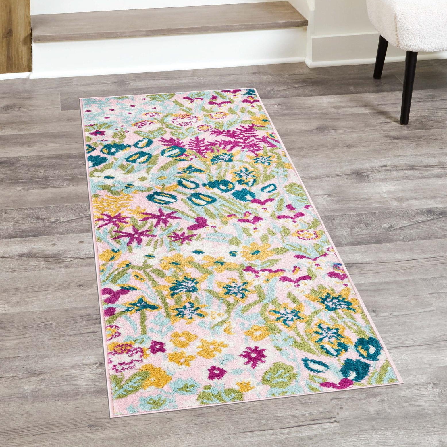 Unique Loom Bloom Collection Area Rug - Celosia (2' x 8' Runner Pink ...
