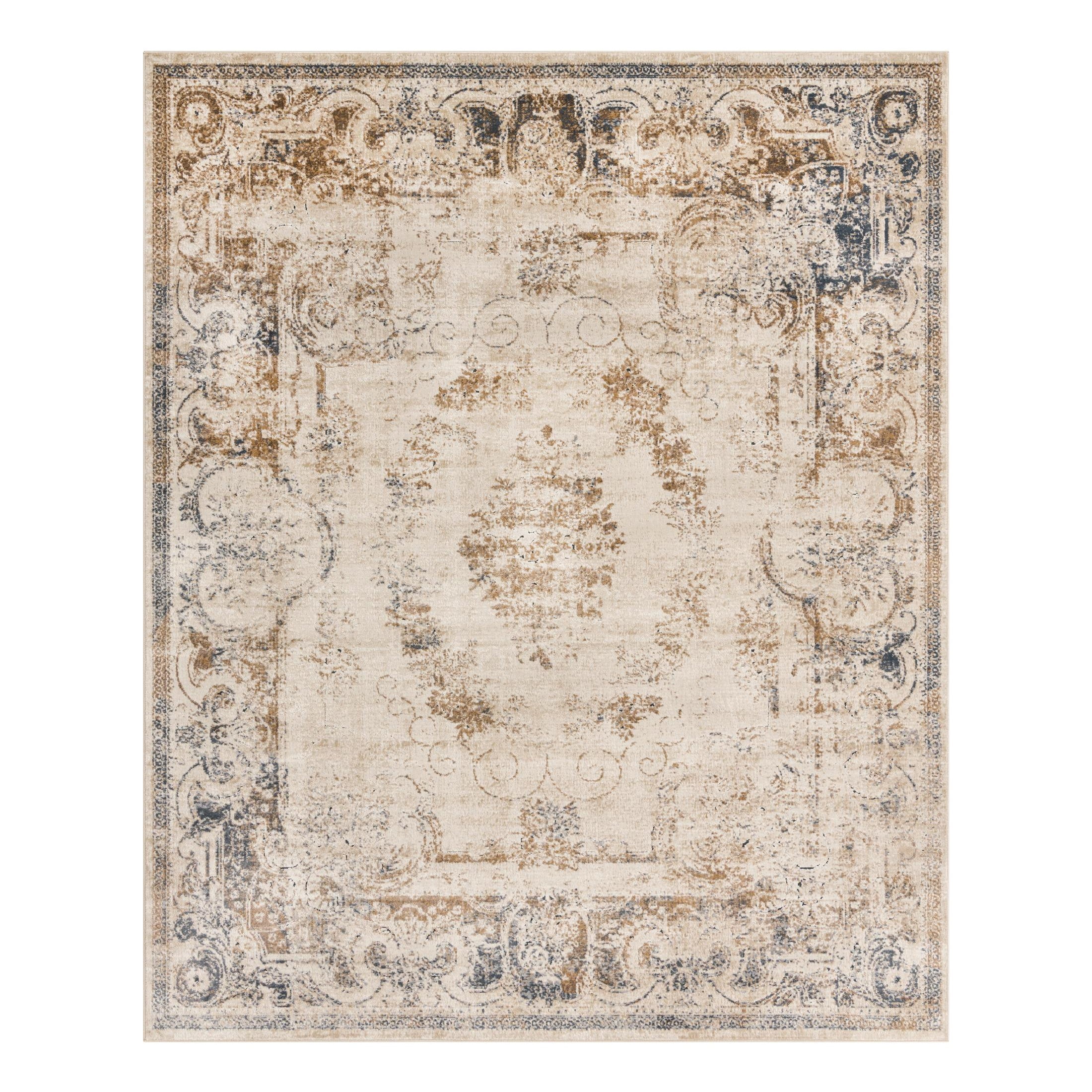 Unique Loom Lincoln Chateau Rug, Blue Cream/Brown, 8'x10', Ideal for ...